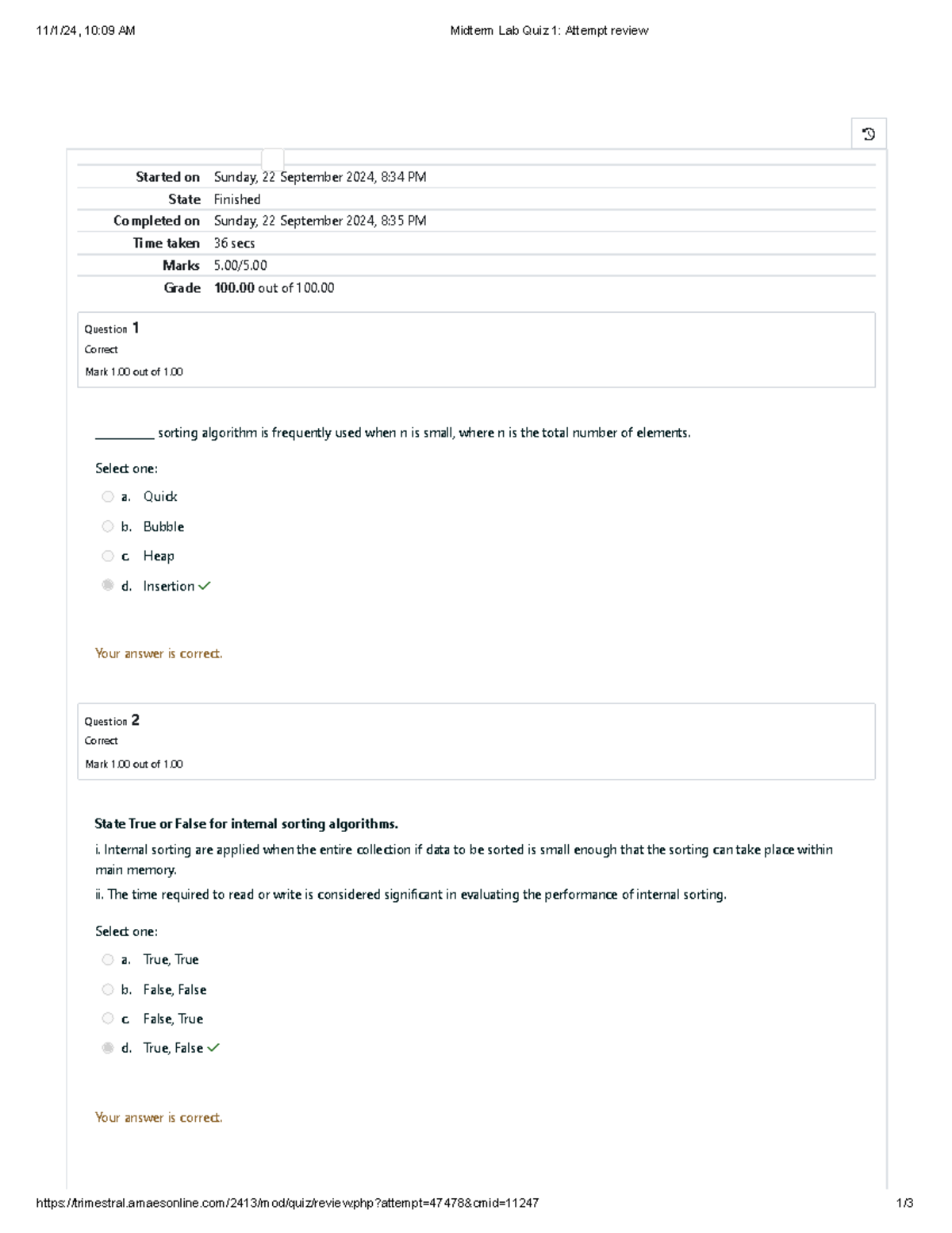 Midterm Lab Quiz 1 Review - UGRD-ITE6201-2413T - Studocu