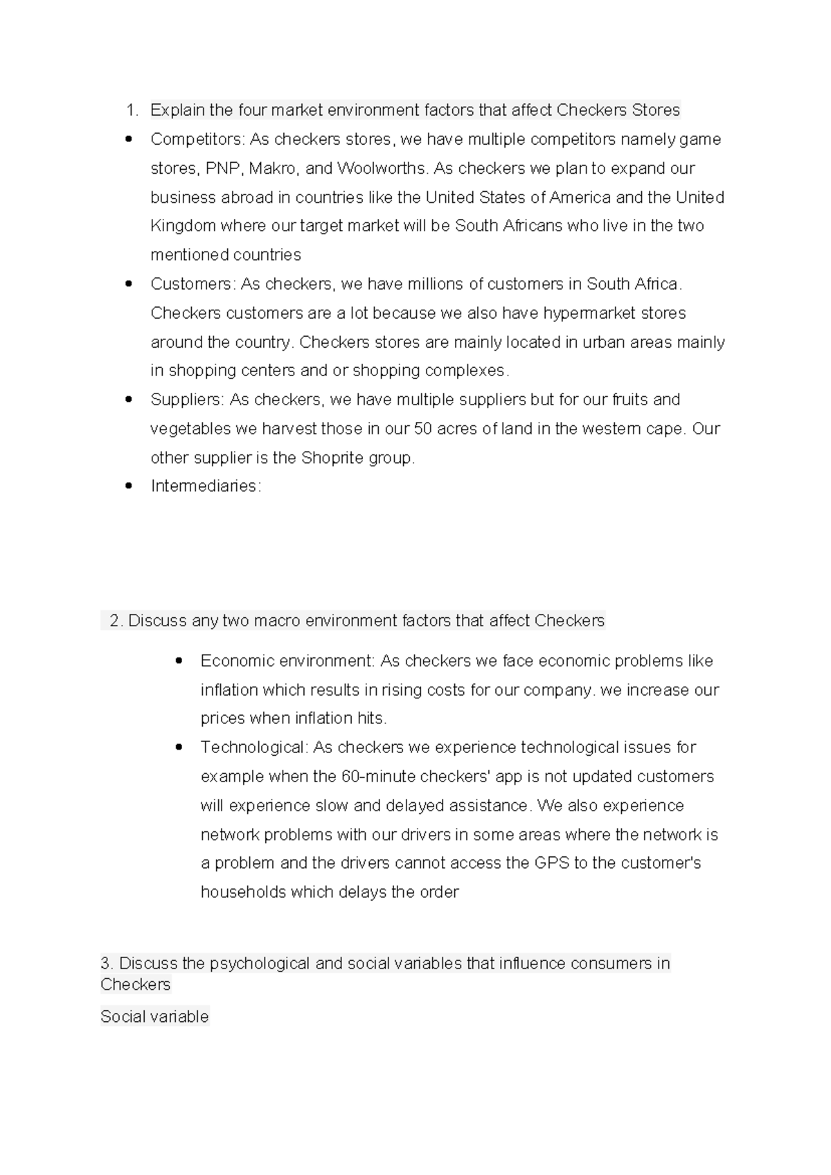 Market Environment Factors Impacting Checkers Stores: A Detailed ...
