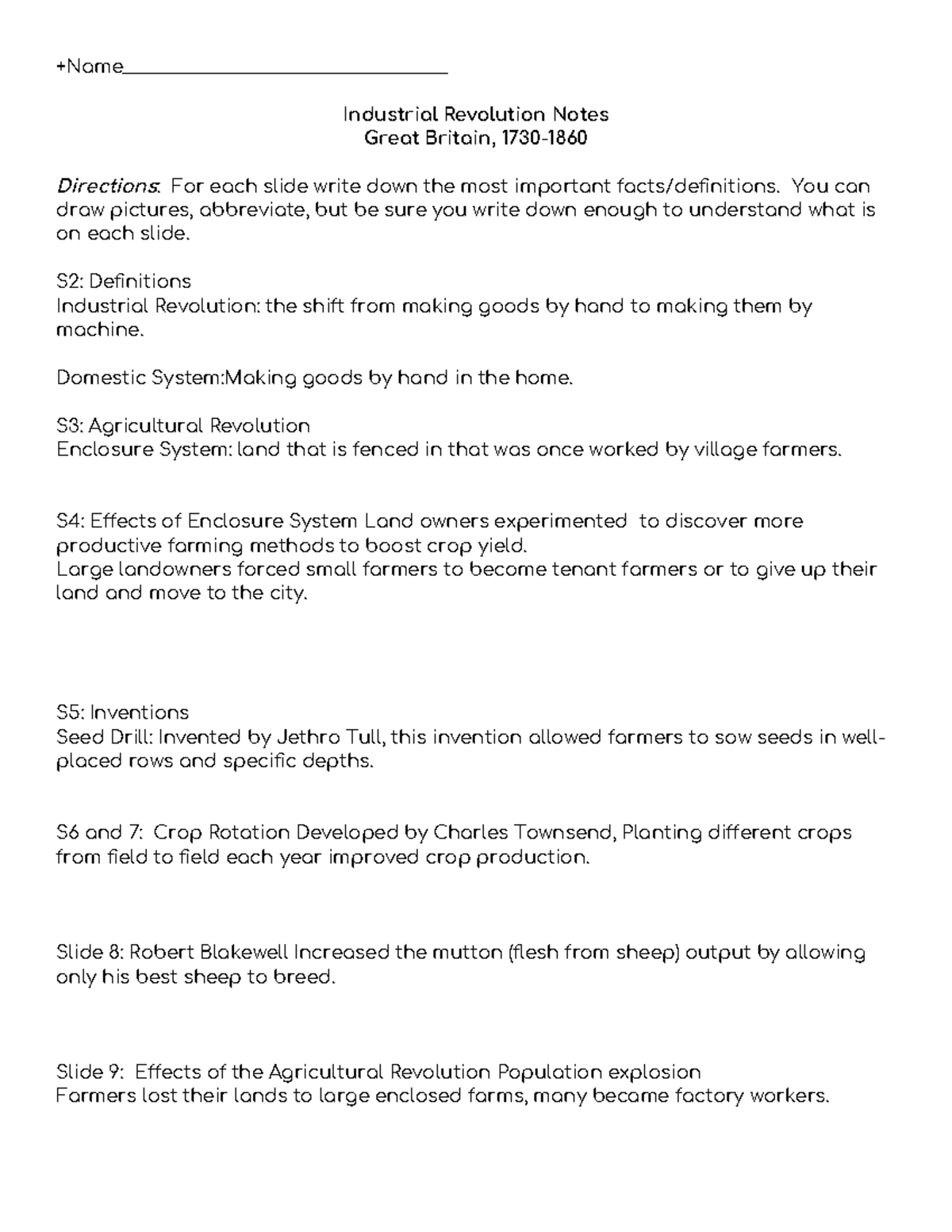 Industrial Revolution Notes (S2-S20) - Henry Maeshiro - Studocu