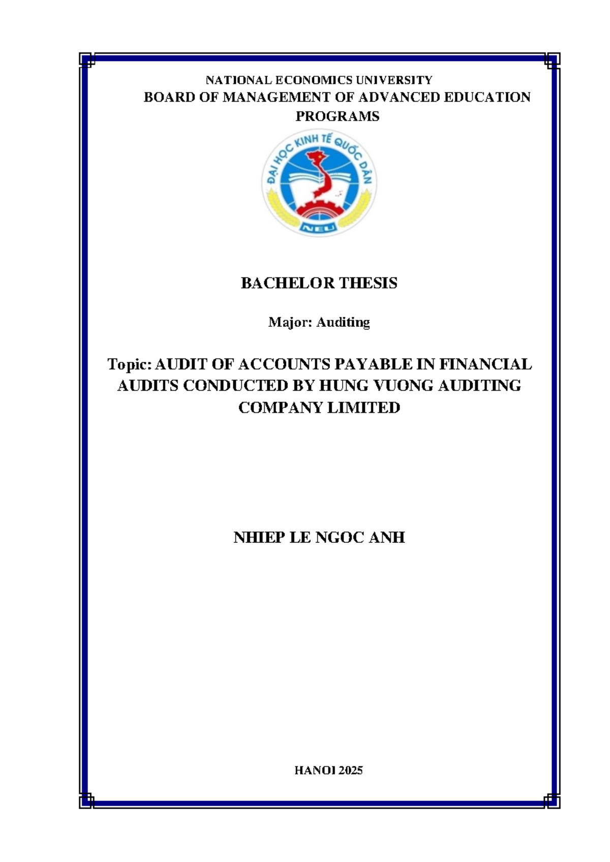 Bachelor Thesis: Audit of Accounts Payable in Financial Audits (AAA ...