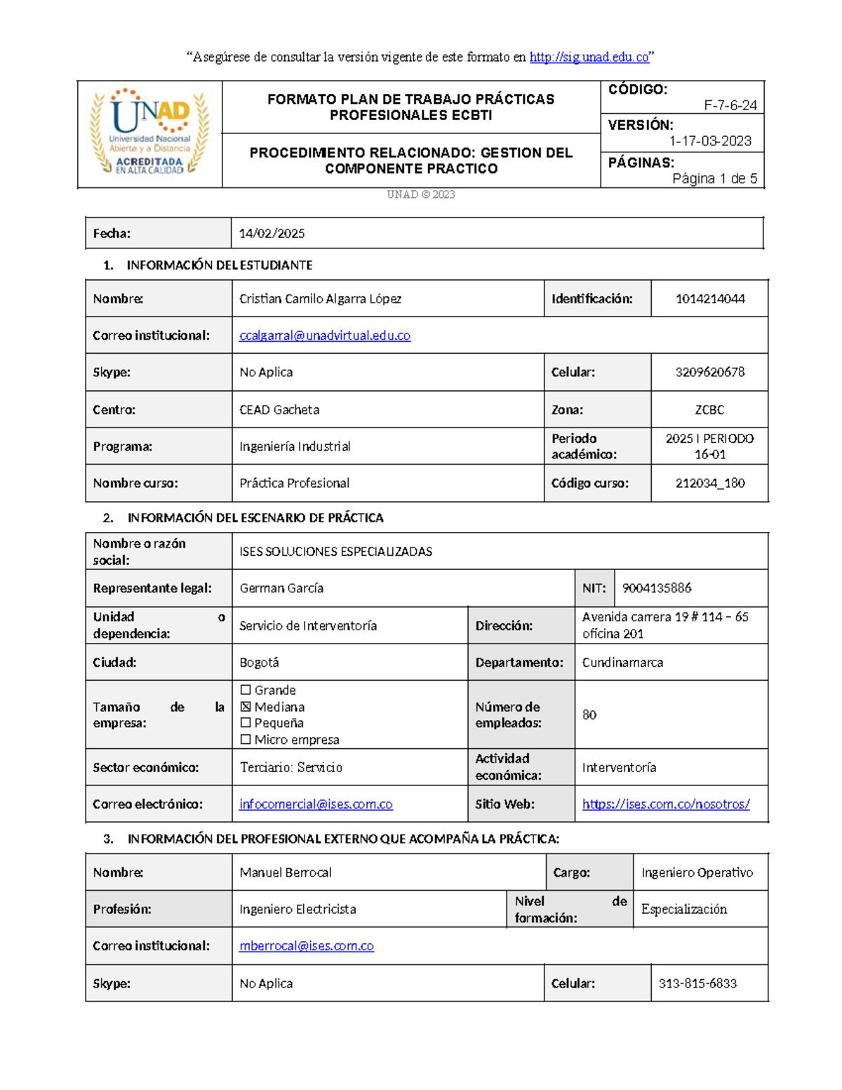 Formato Plan de Trabajo Práctica Profesional 212034_ UNAD - Studocu