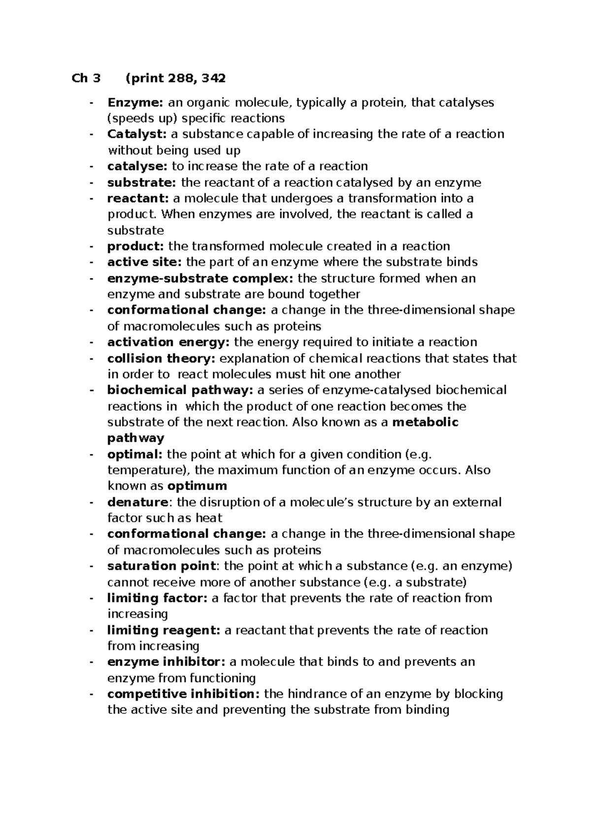 Biology Unit 3 Glossary: Key Terms and Definitions - Studocu