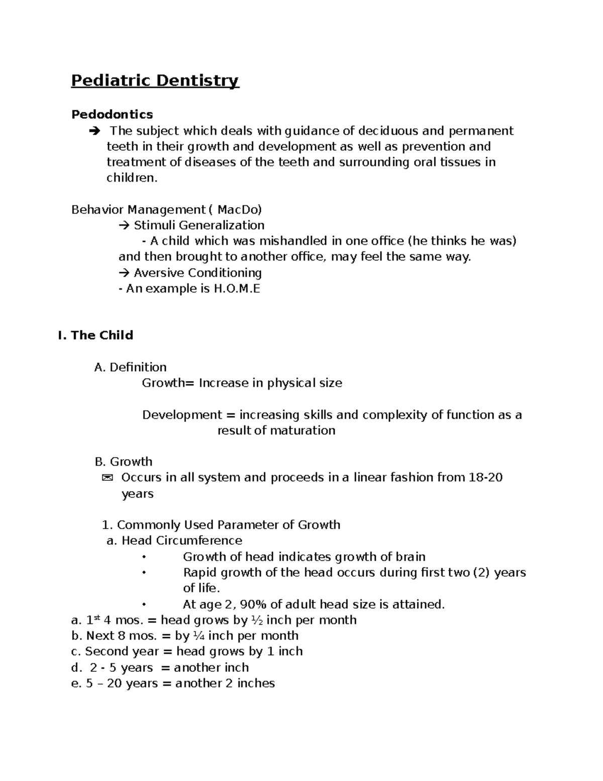 Pediatric Notes - summary - Pediatric Dentistry Pedodontics The subject ...