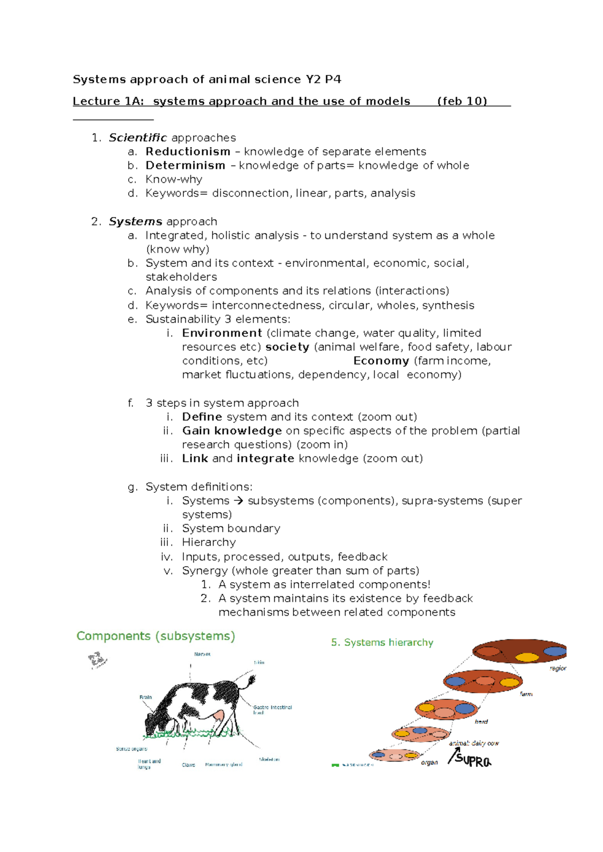 Systems Approach in Animal Science Y2 P4: Lecture Notes & Summary ...