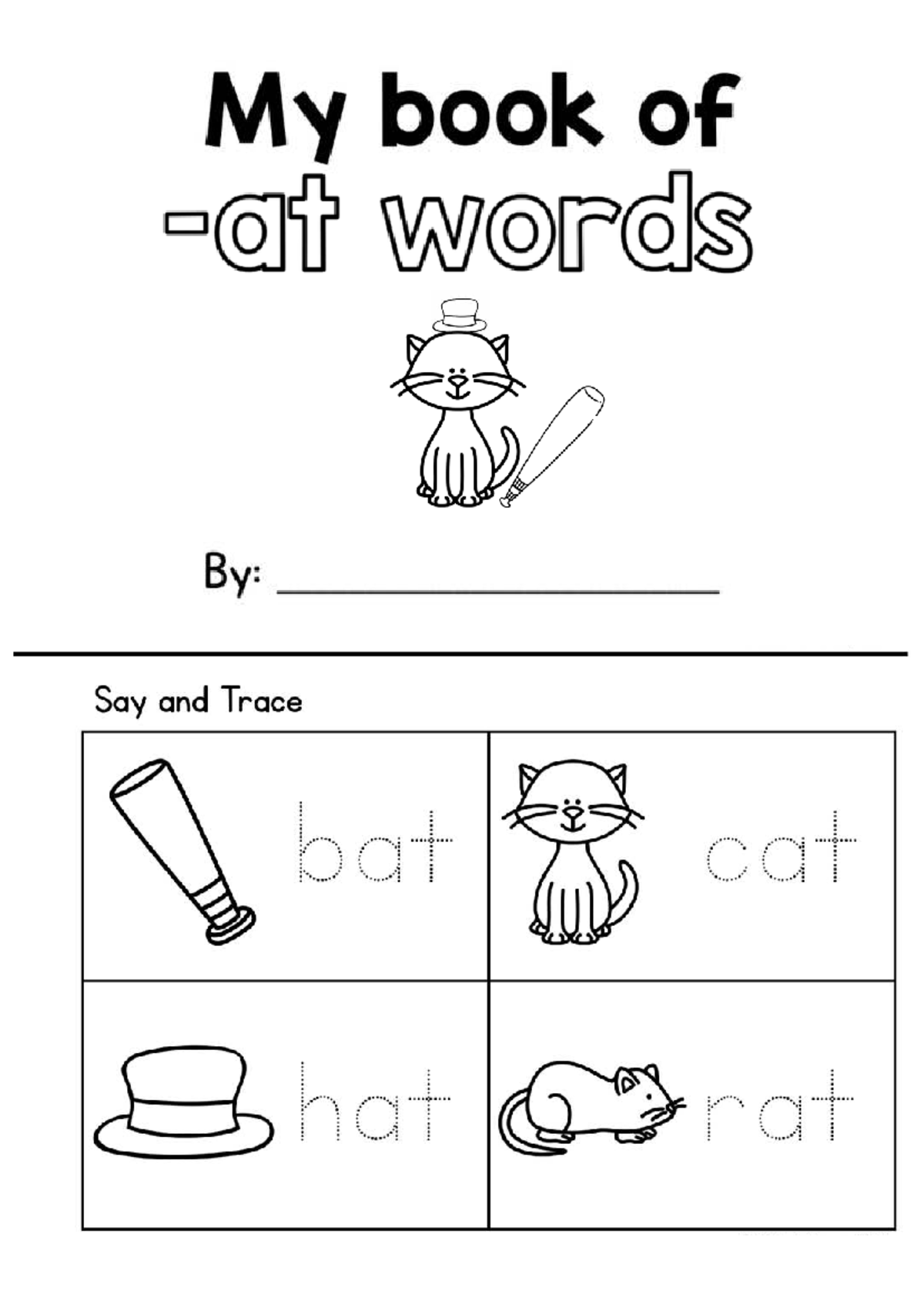 Word Families: Say, Trace, and Write - Bat, Cat, Hat, Mat, Rat, Sat ...