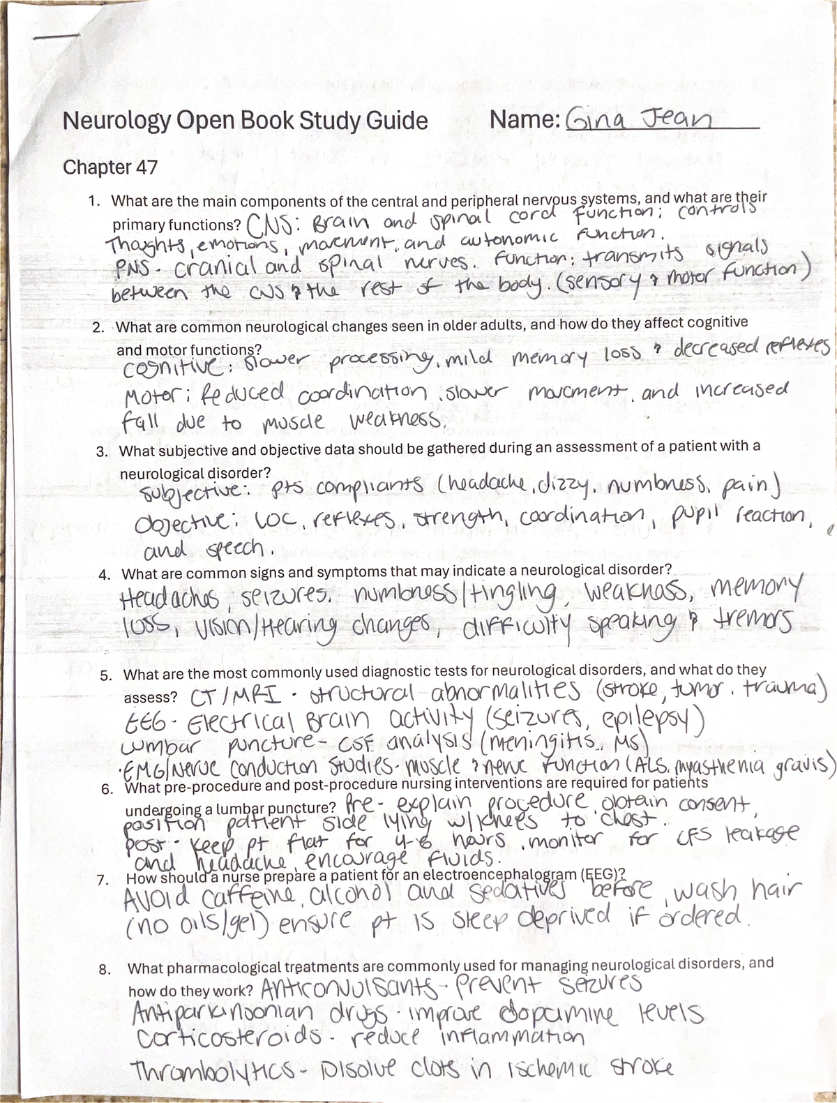 Neuro Study Guide: Key Concepts from Chapters 47-50 for Exam Prep - Studocu