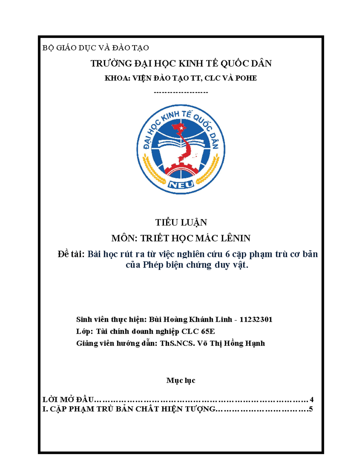 Tiểu luận triết - ghbgh - ####### BỘ GIÁO DỤC VÀ ĐÀO TẠO TRƯỜNG ĐẠI HỌC ...