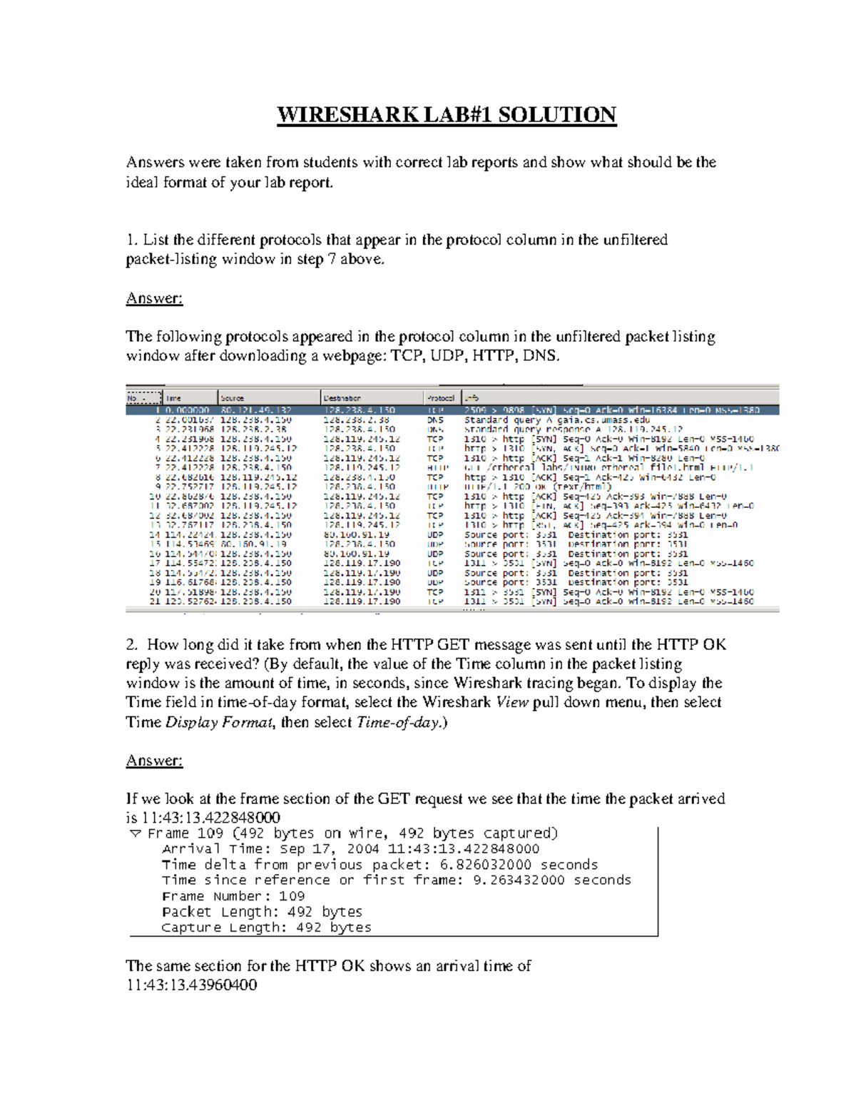 Lab 1 Solutions for Network Protocols (Lab CN) - Studocu