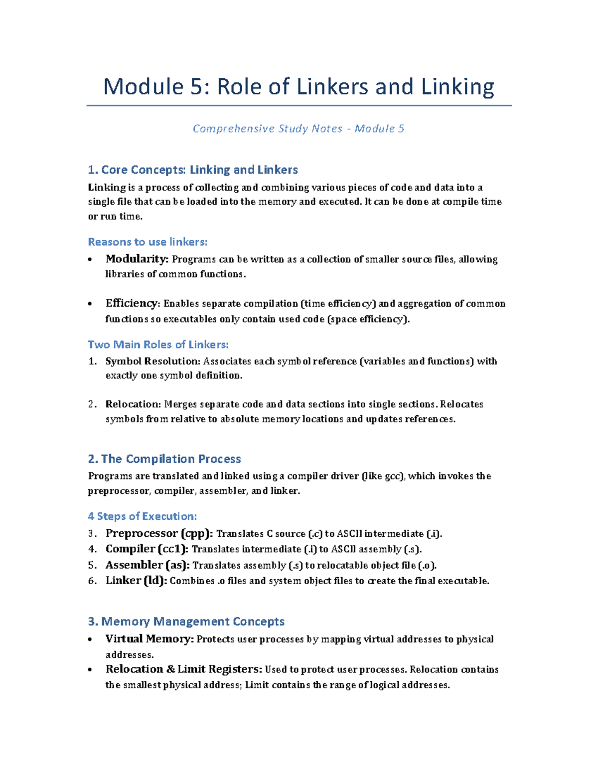 Module 5: Comprehensive Study Notes on Linkers and Linking - Studocu