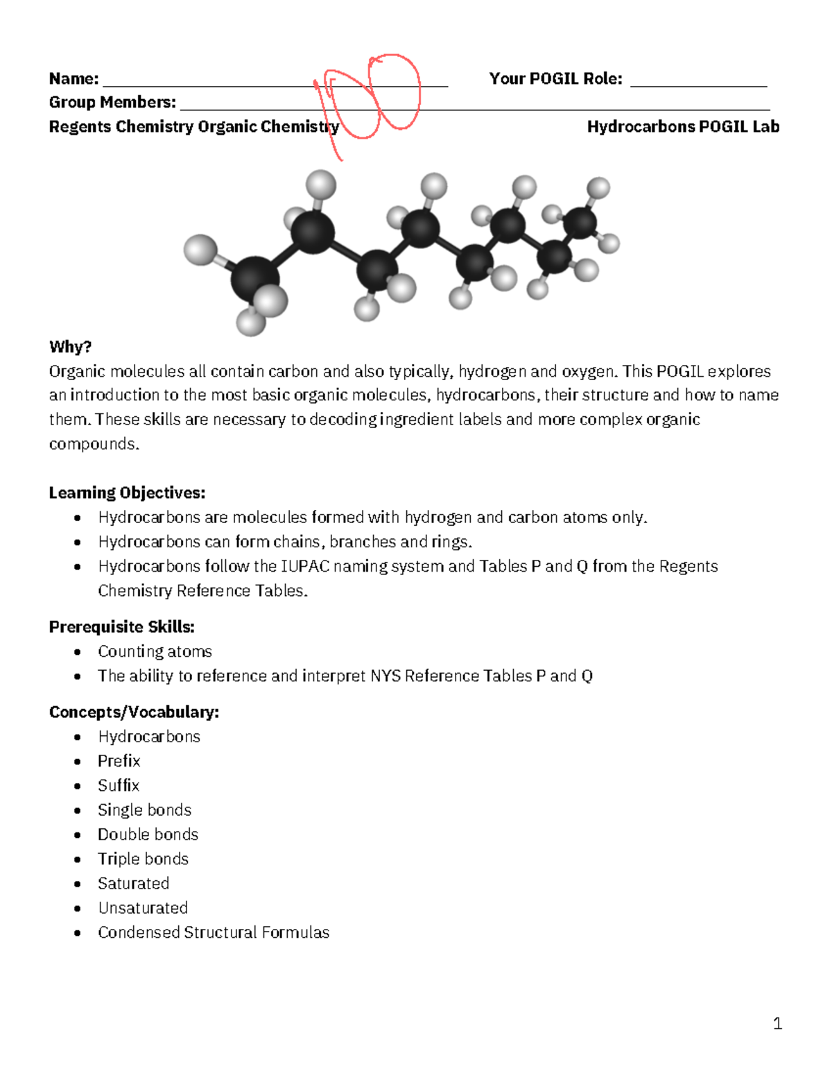POGIL Lab: Exploring Hydrocarbons in Regents Chemistry (Chem 101) - Studocu
