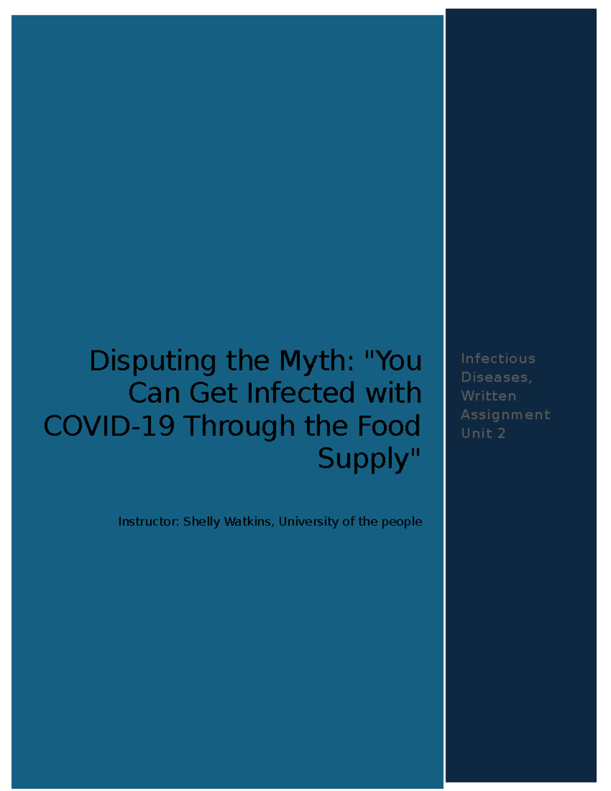 Infectious Disease Written Assignment 2 SUB NOW NOW - Disputing the ...