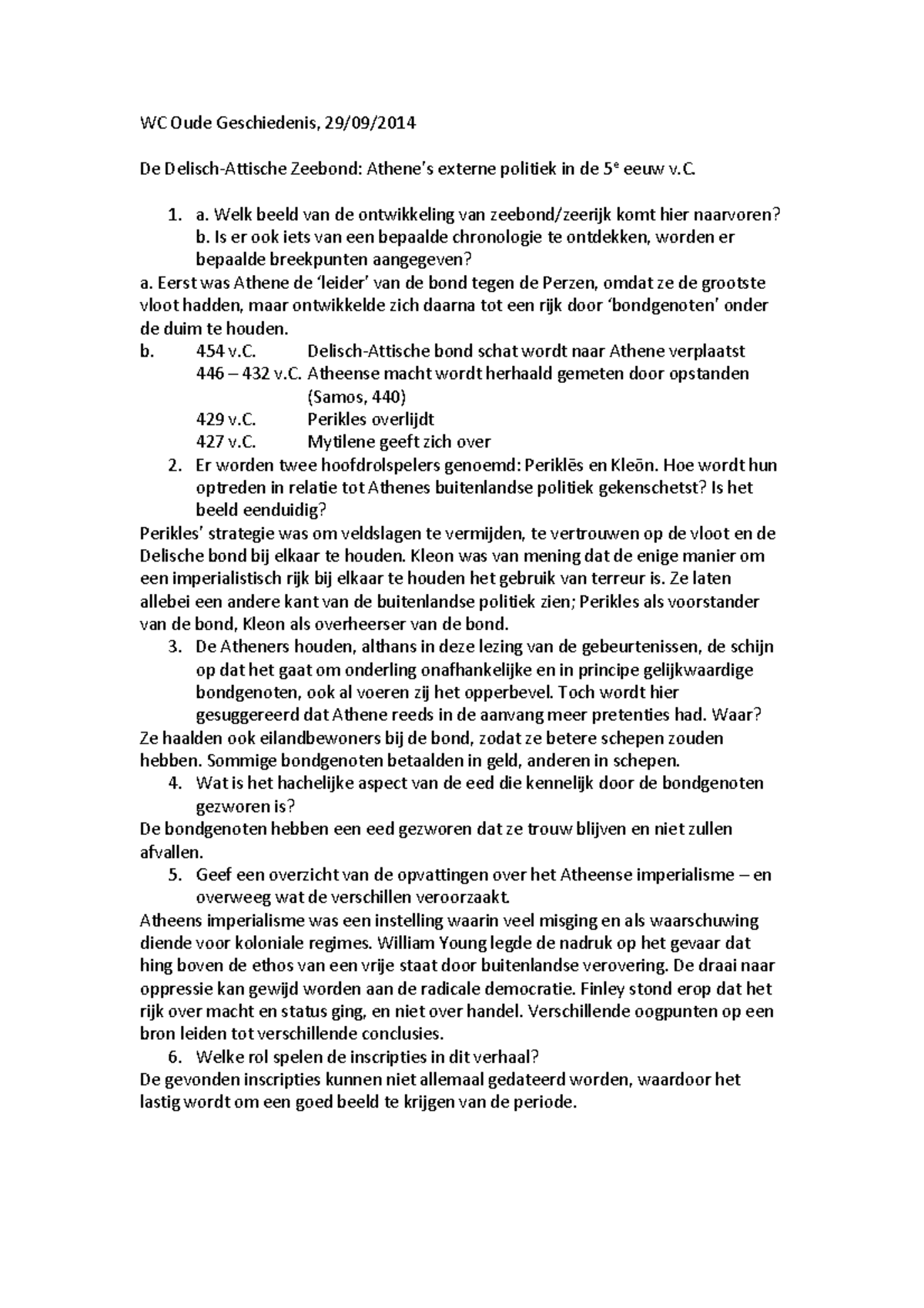 Verplichte Opgaven Propedeuse Vaardighedenwerkcollege: Atheense ...