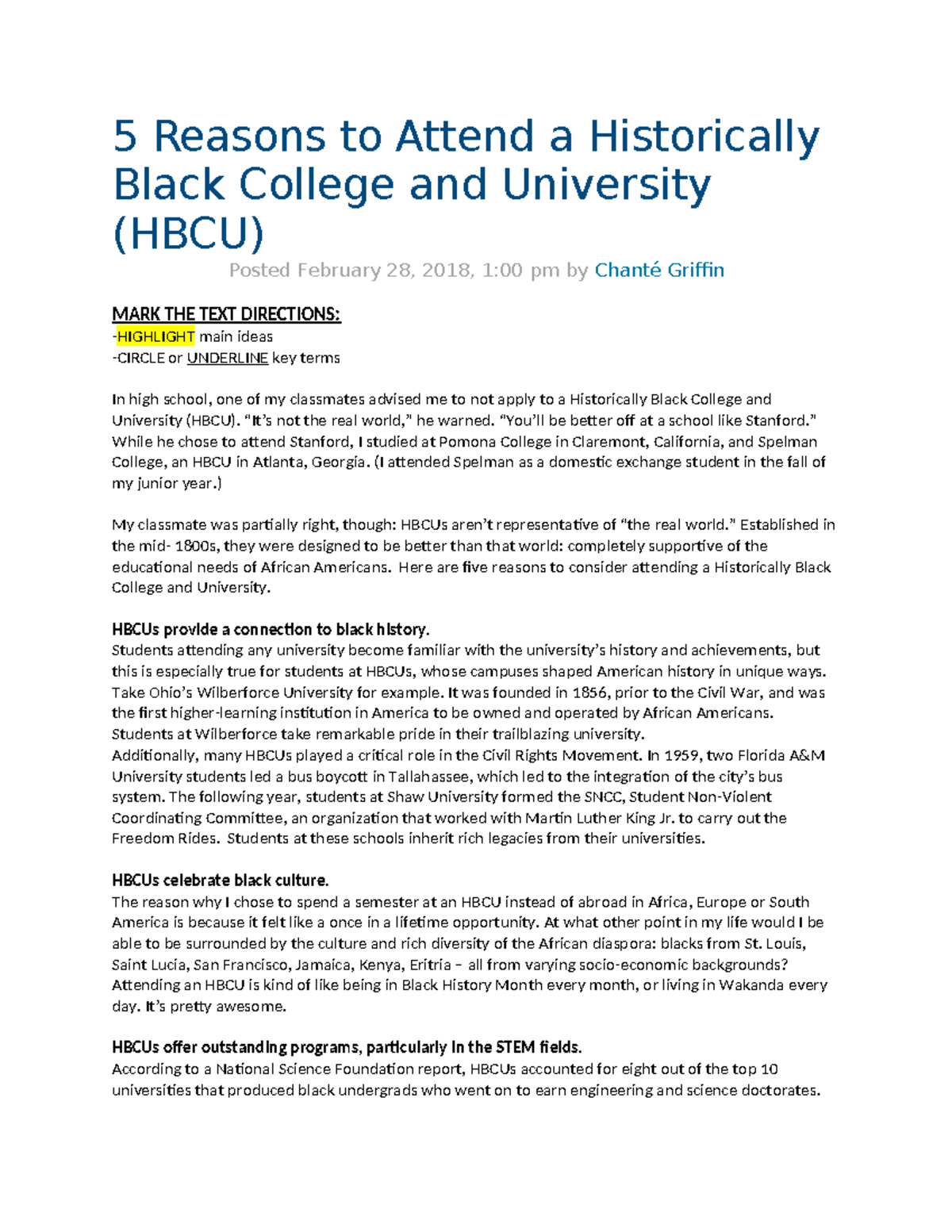 5 Compelling Reasons to Choose an HBCU for Your Education - Studocu