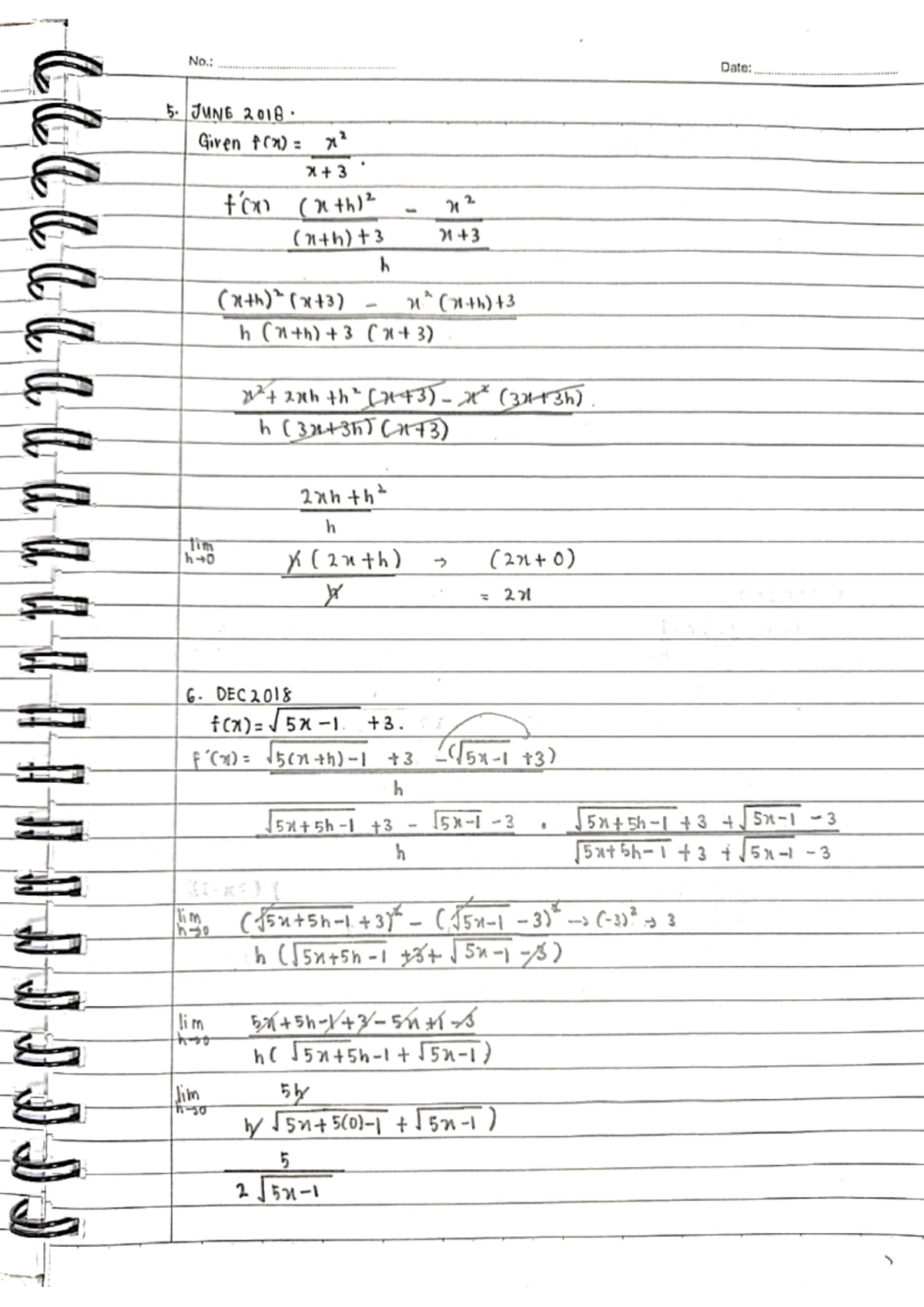 Tutorial 4 MAT183 3 - tuto 4 page 3 - No.: Date: 5. JUNE 2018. Given f(x) x2 x+3 t'en (nth)2 ...