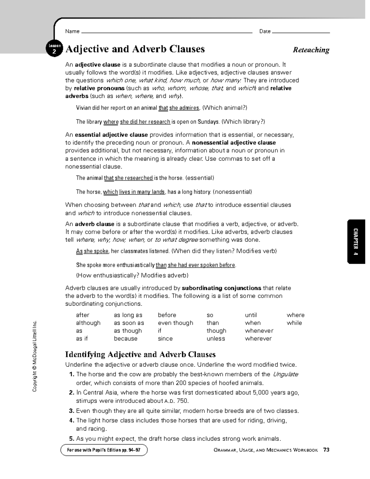 Lesson 2: Adjective and Adverb Clauses Overview - Studocu