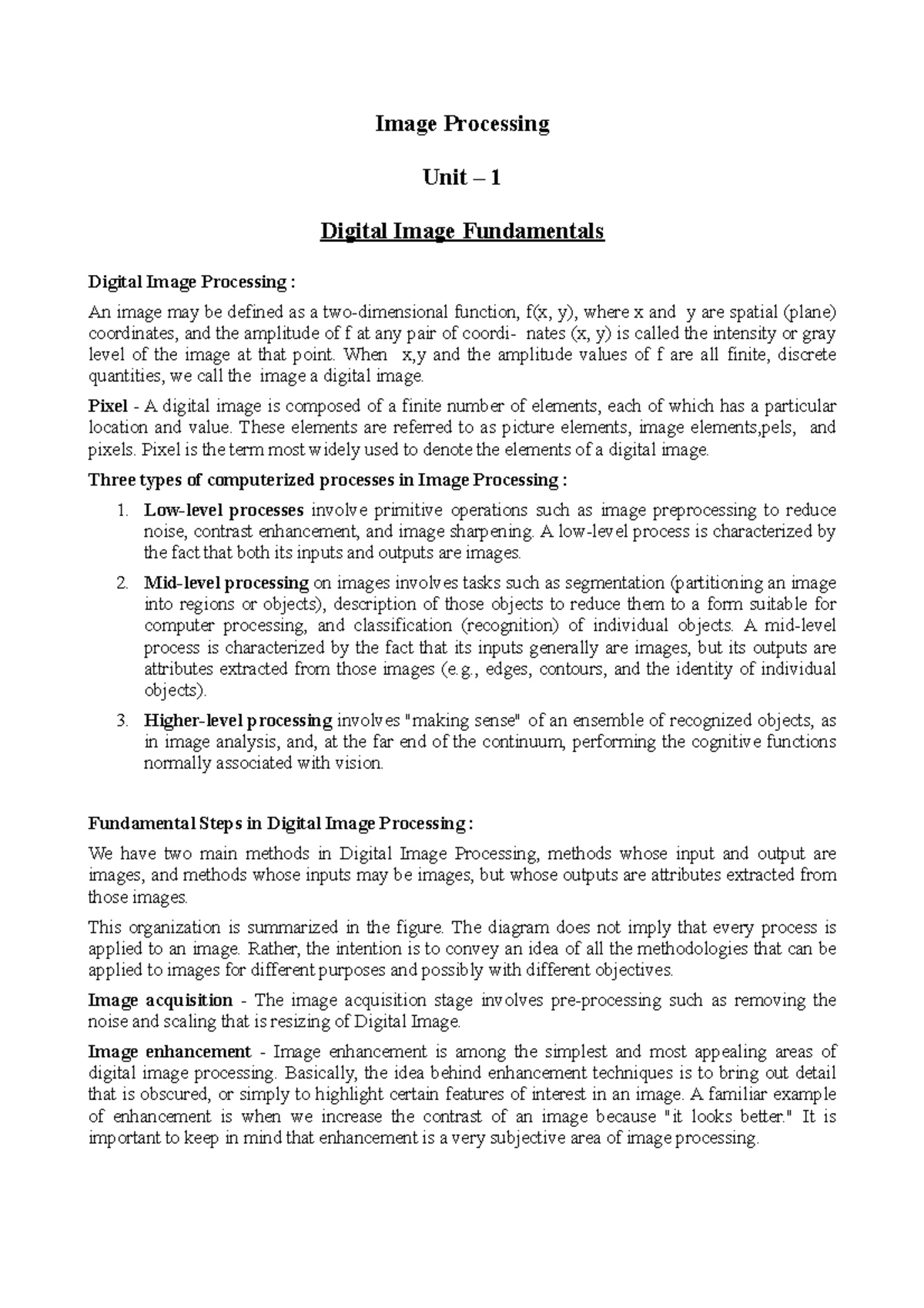 Module 1 - Digital Image Processing Notes - Studocu