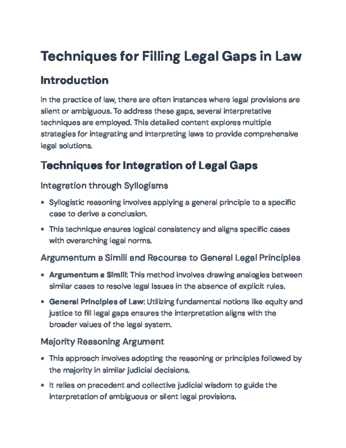 Techniques for Filling Legal Gaps: Interpretative Strategies Explained ...