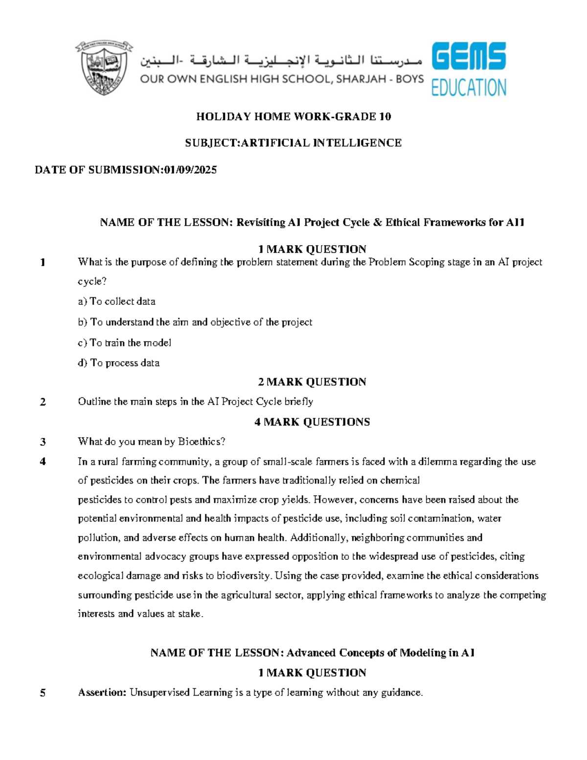 AI - Skibidi: Ethical Frameworks & Project Cycle in AI Lessons - Studocu