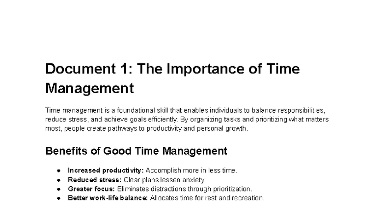 Time Management Techniques: Essential Notes for All Majors - Studocu