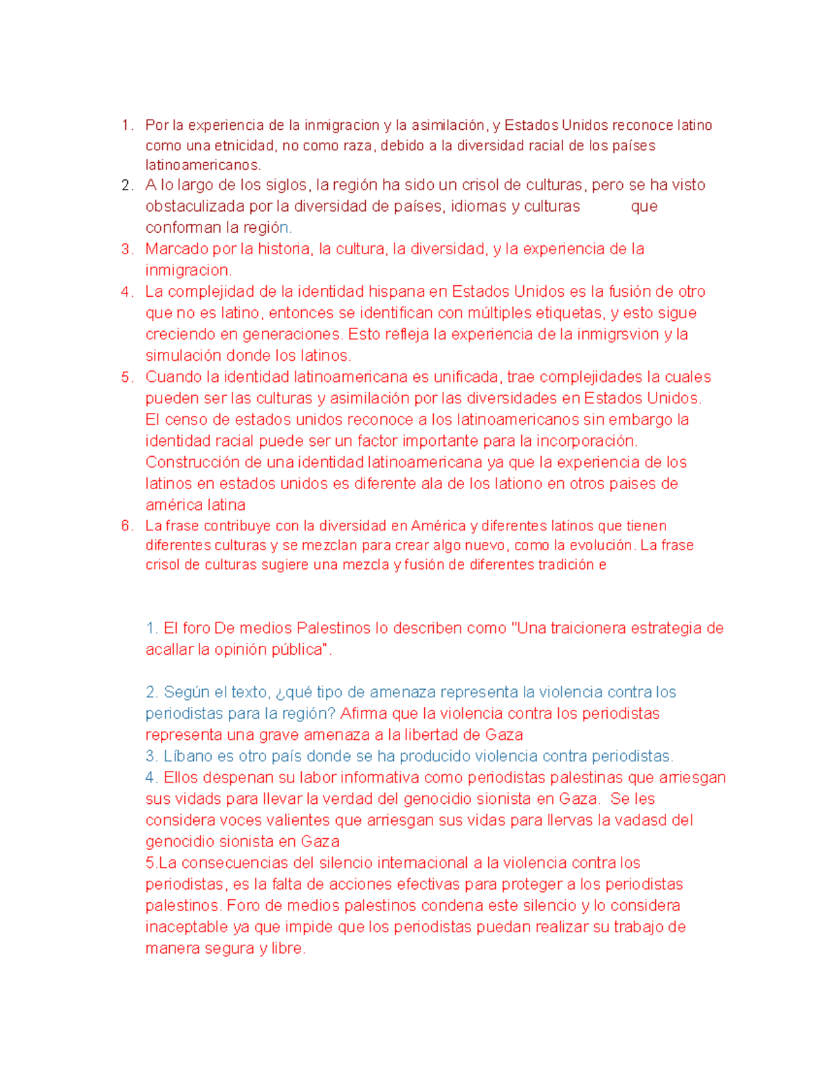 Repaso Diciembre - Spanish class - 1. Por la experiencia de la ...