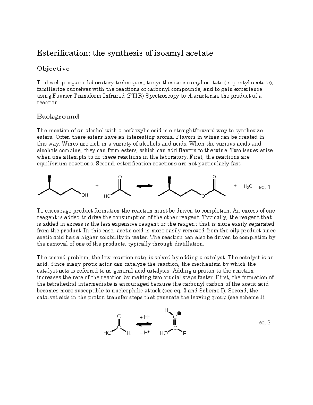 Isoamyl acetate - mnkln;kj;ojn;ki - Esterification: the synthesis of ...