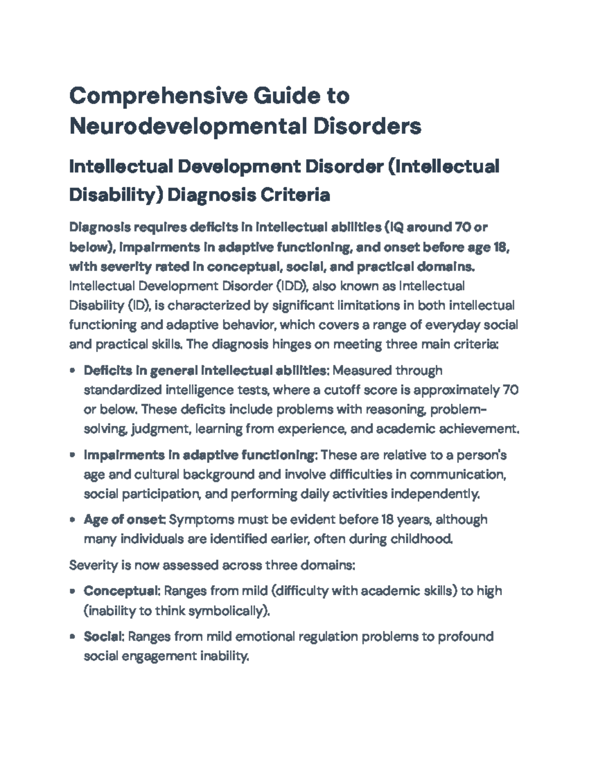Comprehensive Analysis of Neurodevelopmental Disorders (NDD) and Treatments - Studocu