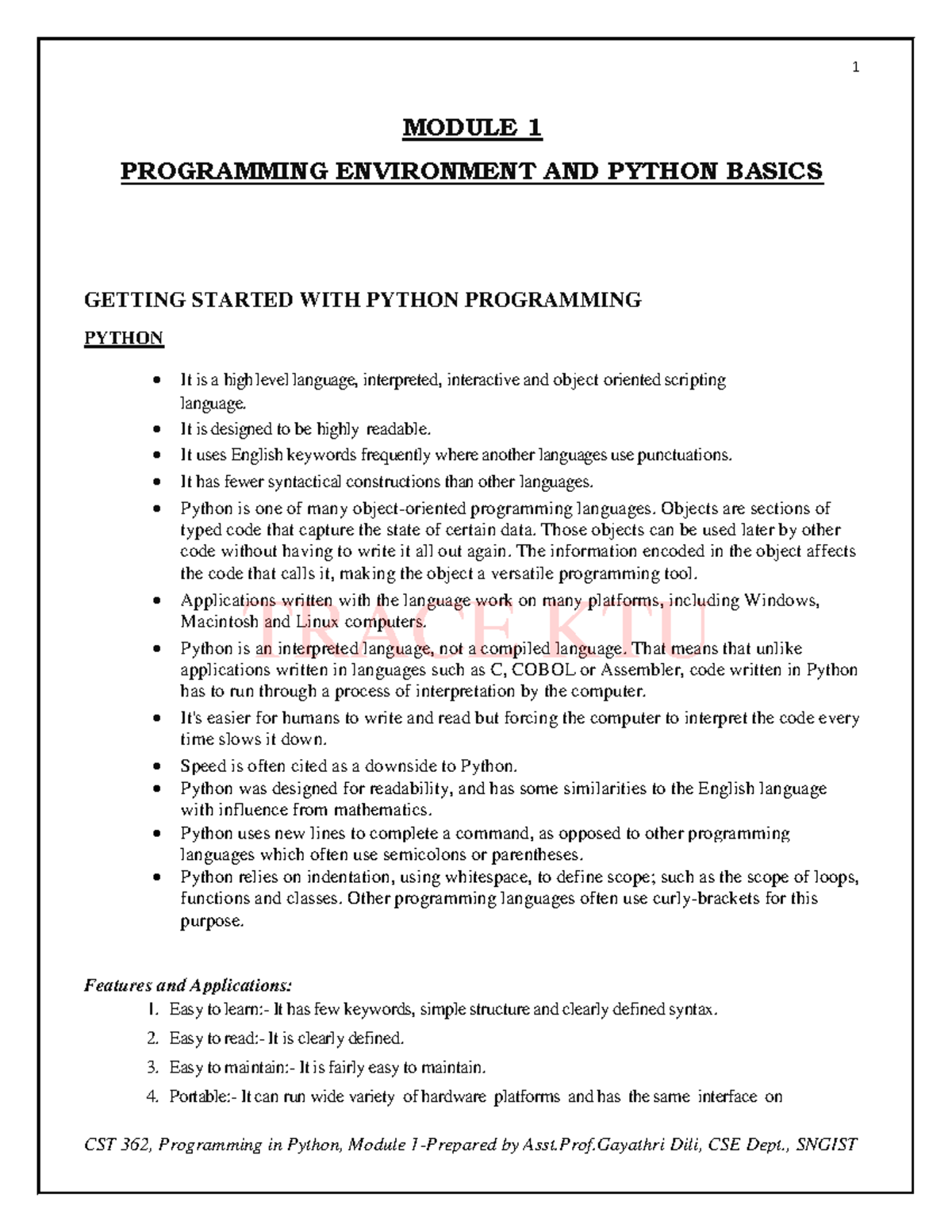 M1 PIP - module1 - MODULE 1 PROGRAMMING ENVIRONMENT AND PYTHON BASICS GETTING STARTED WITH ...