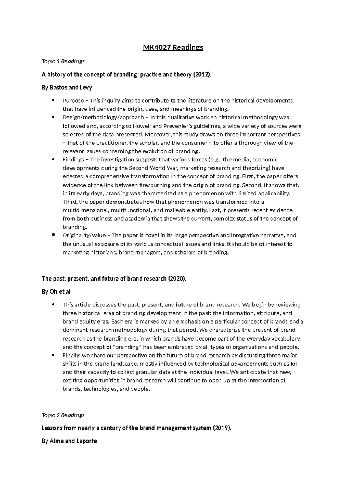 MK4027 Readings: Comprehensive Overview of Branding Concepts and ...