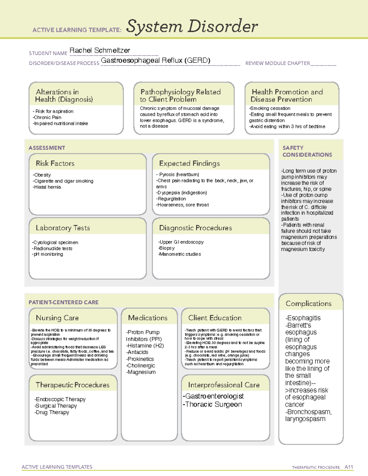 Active Learning Template- System Disorder - GERD - ACTIVE LEARNING ...