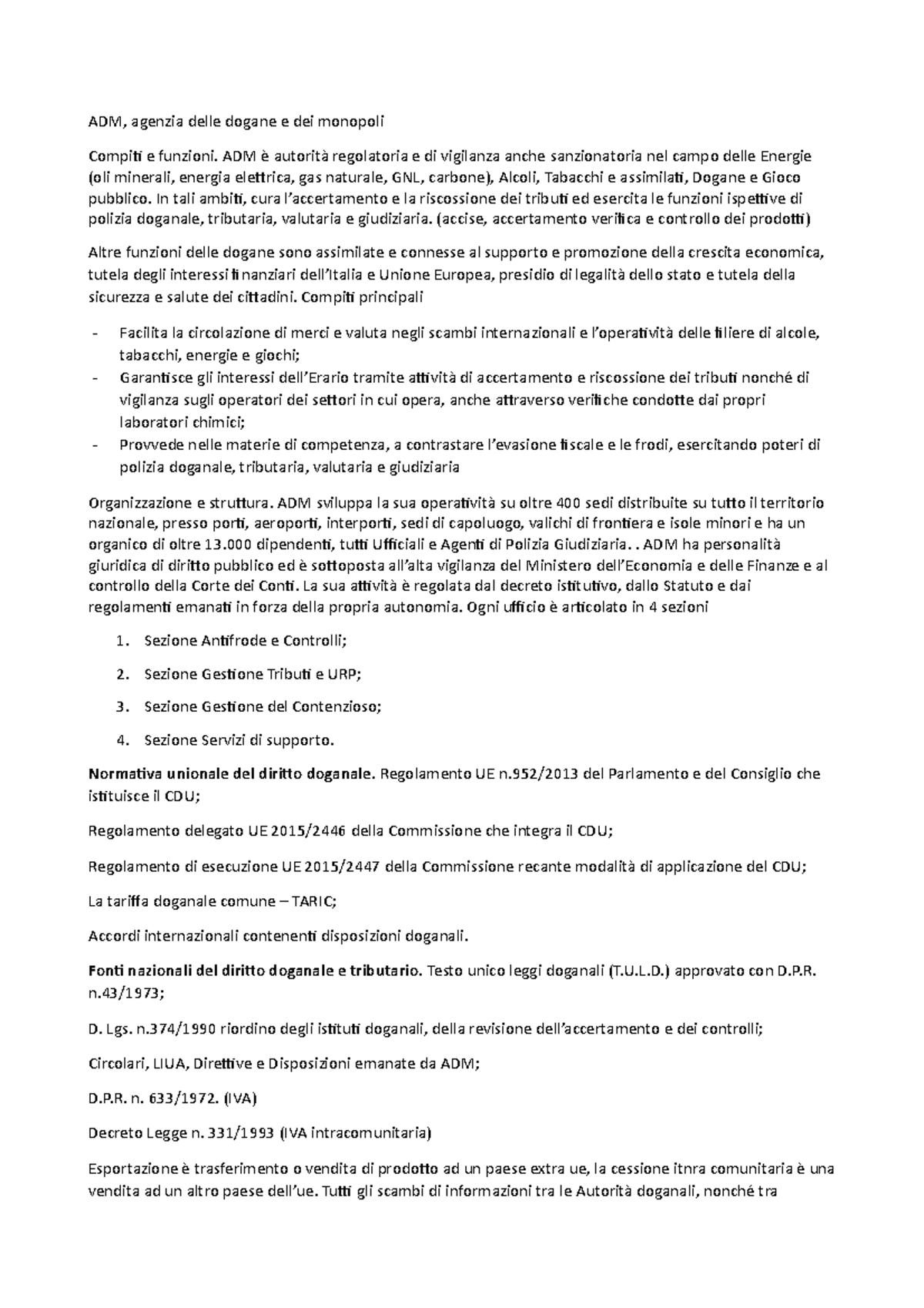 Riassunto Principi Fondamentali di ADM - Agenzia delle Dogane e ...