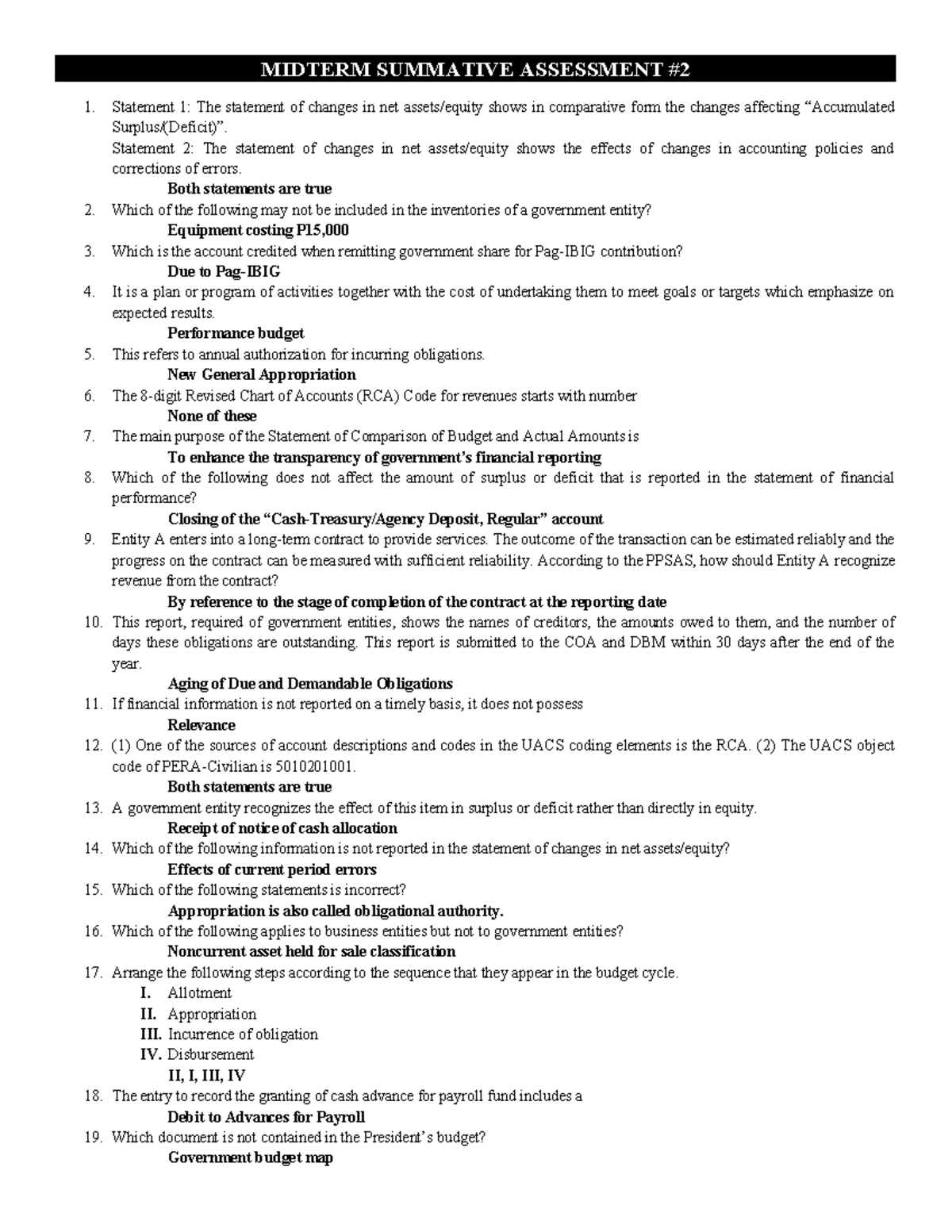 Gov. Accounting MTRM Summative Assessment Prep (Final Exam) - Studocu