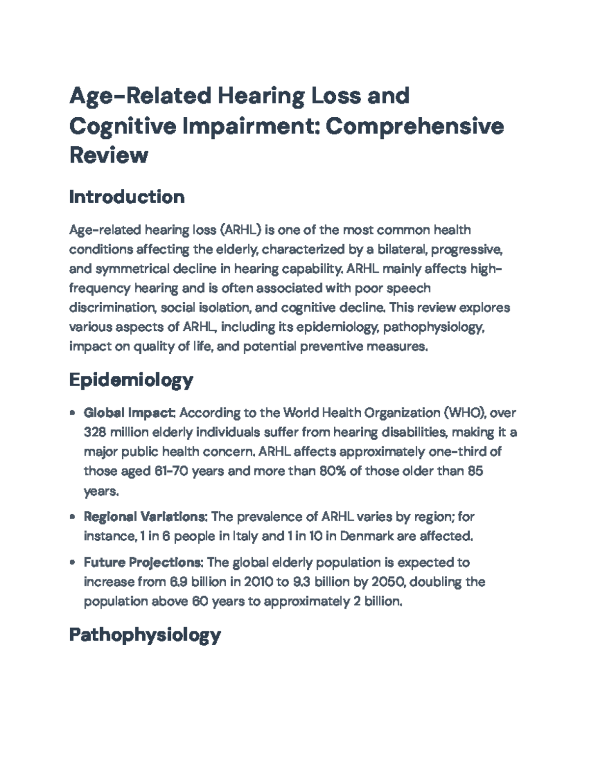 Age-Related Hearing Loss and Cognitive Decline: A Comprehensive Review ...
