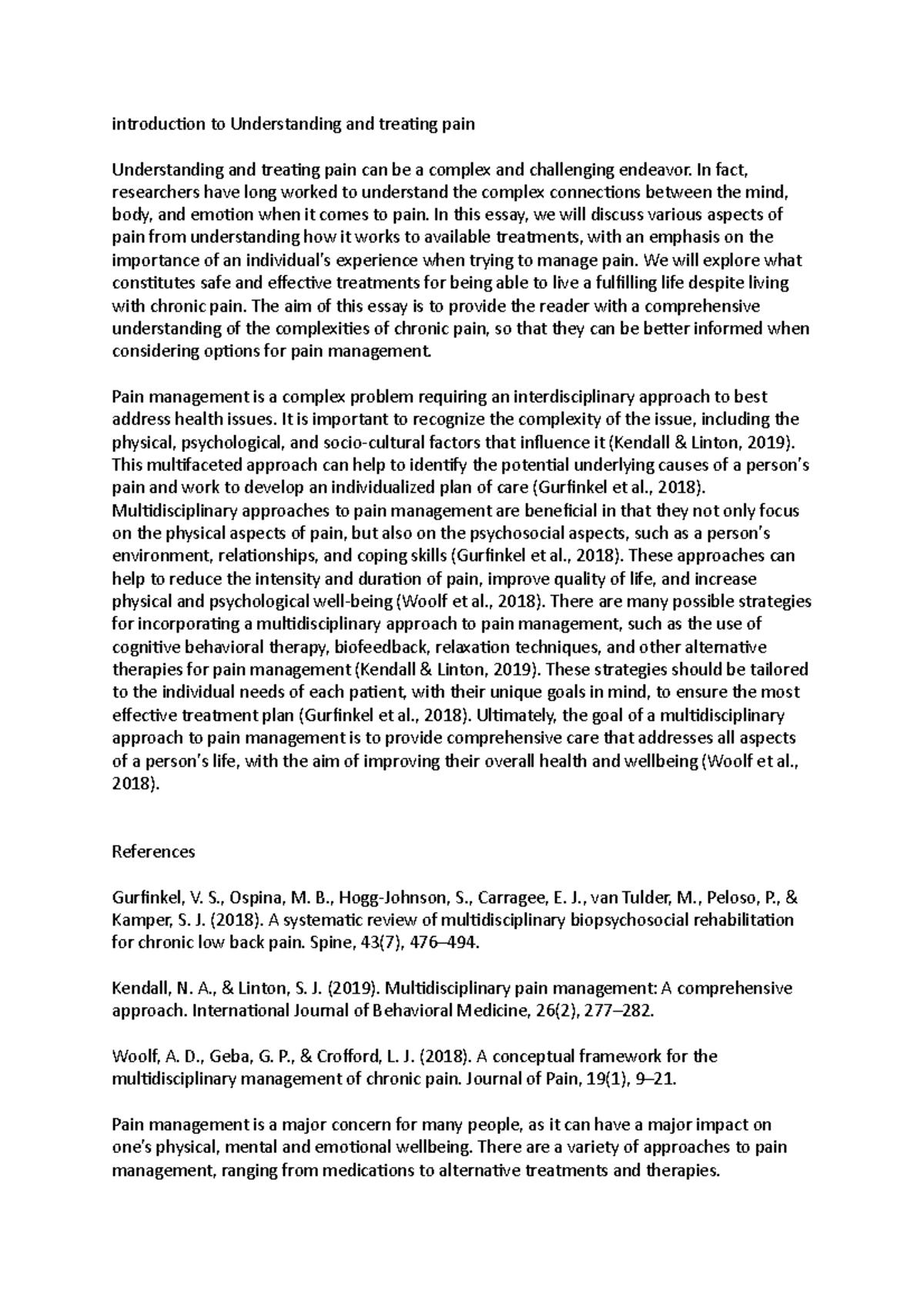 Introduction to Understanding and treating pain - introduction to ...