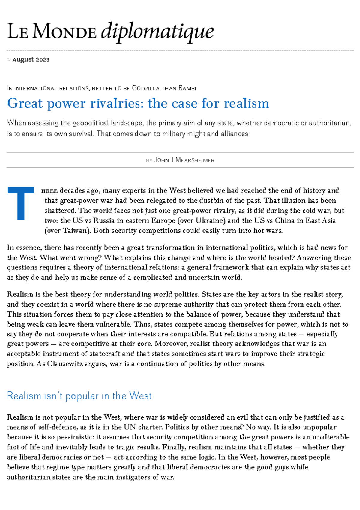 US-China and US-Russia Rivalries: A Realist Perspective on Geopolitics ...