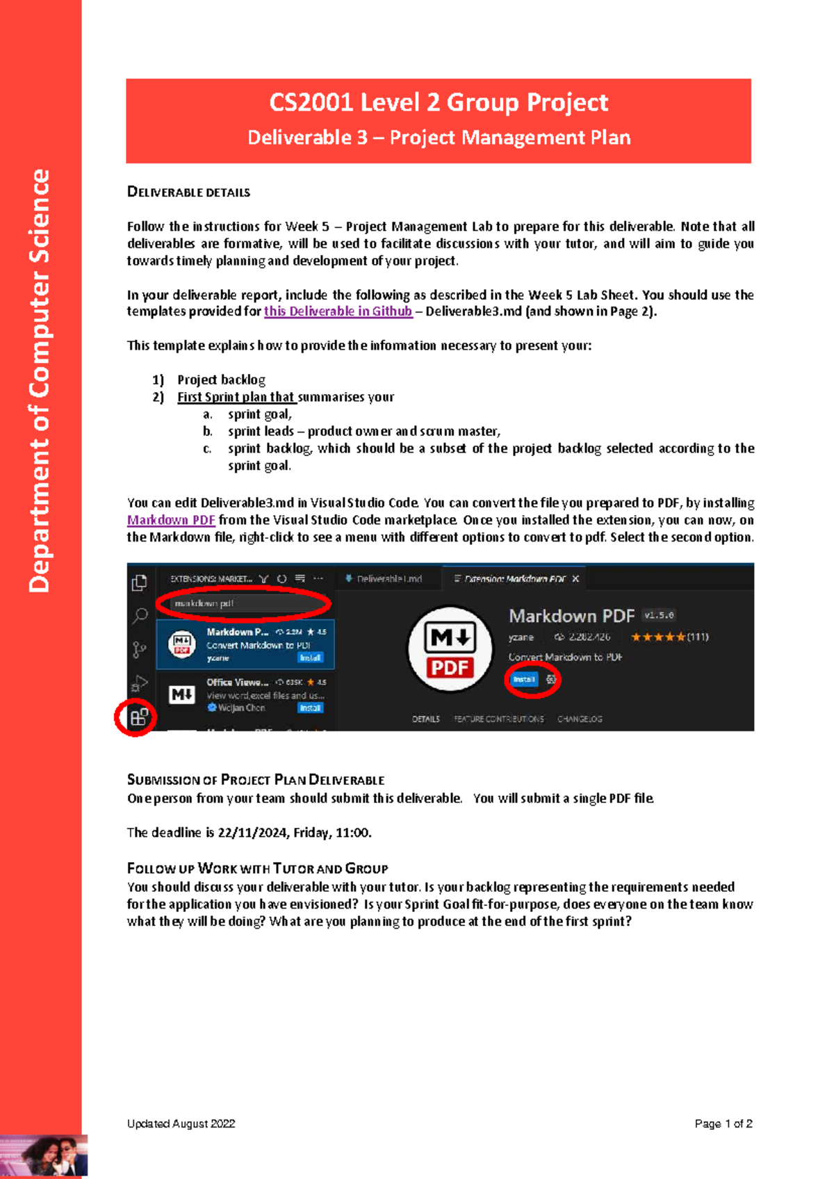 CS2001 Level 2 Group Project - Deliverable 3: Project Plan - Studocu