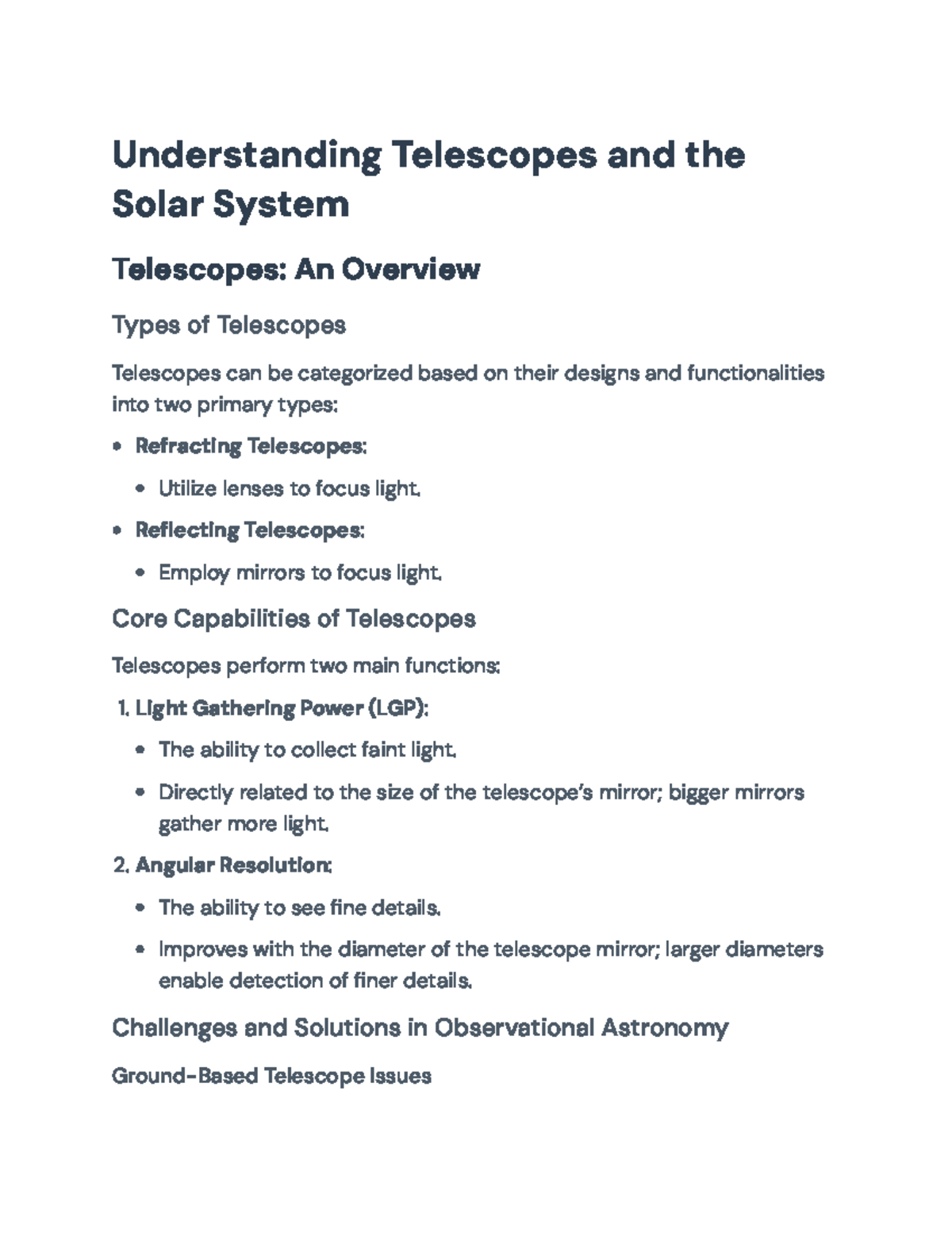 Understanding Telescopes and the Solar System: A Comprehensive Guide ...
