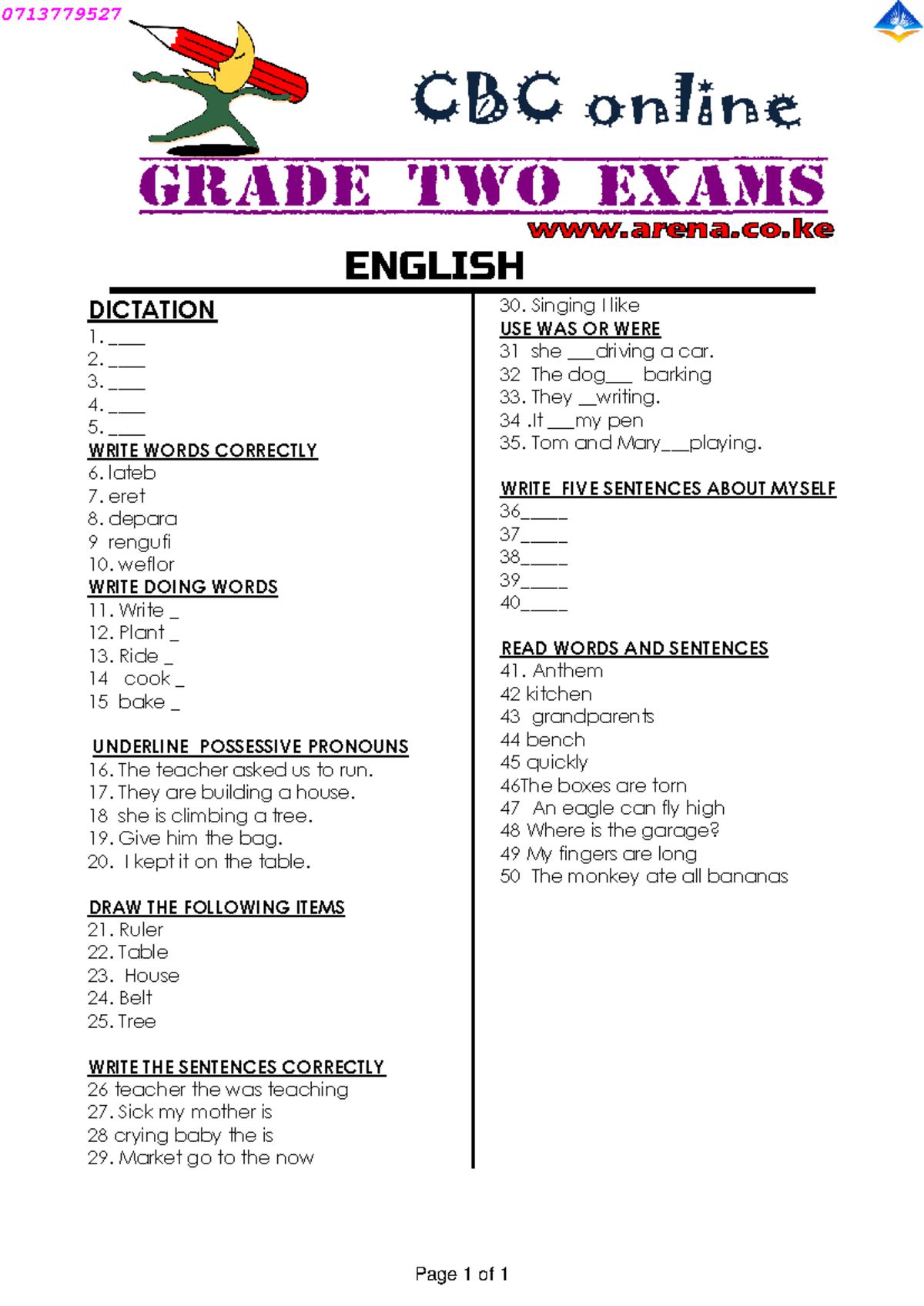 0713779527 ENGLISH GRADE 2 DICTATION EXERCISES - Studocu