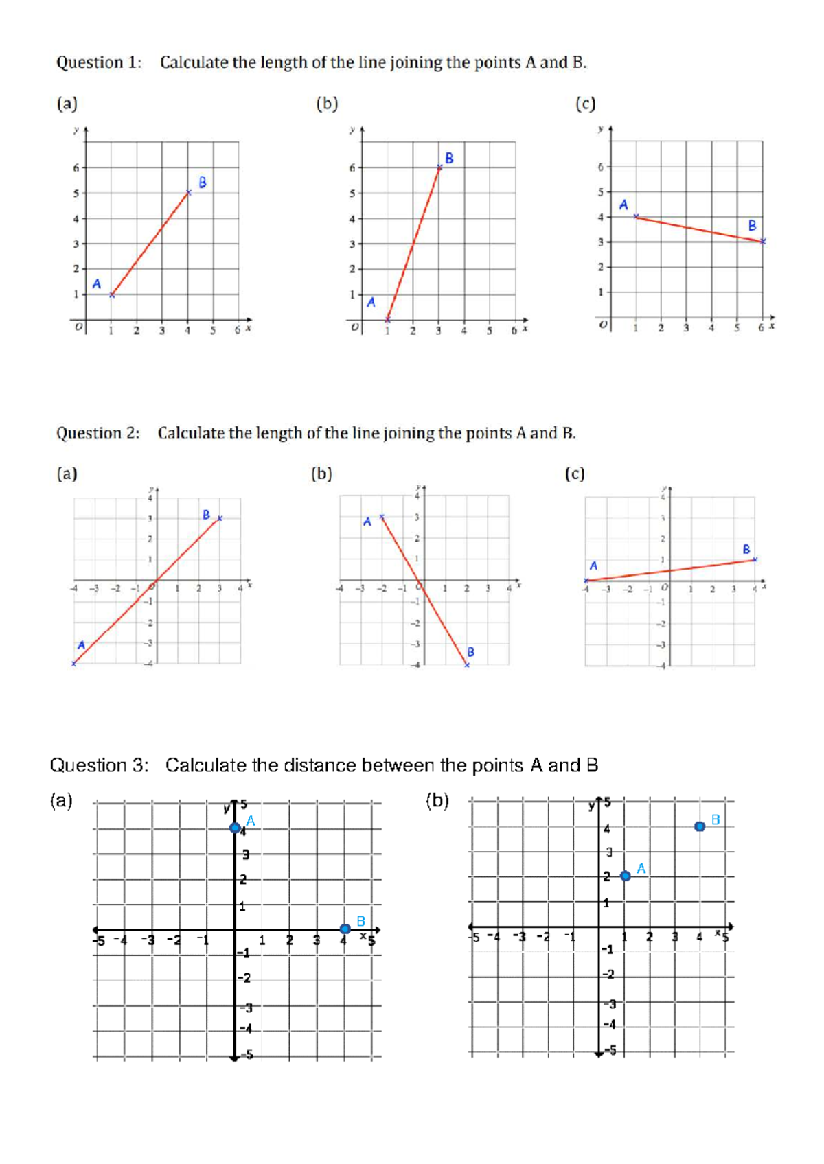 Lesson 2 Pythagoras' Coordinates 1 - A B Question 3: Calculate the ...