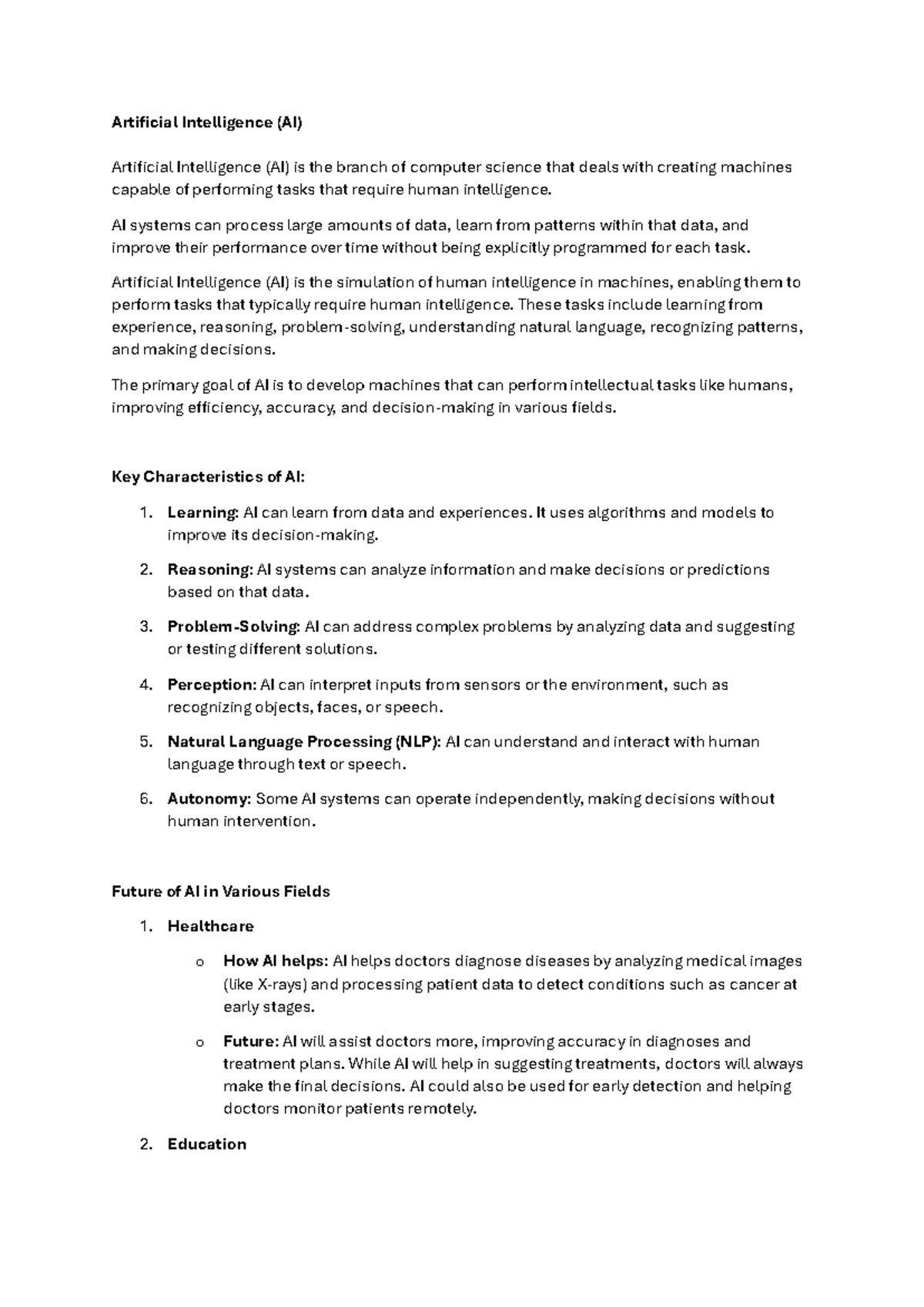 AI Unit 1 - Essential Notes on Artificial Intelligence 3rd Year - Studocu