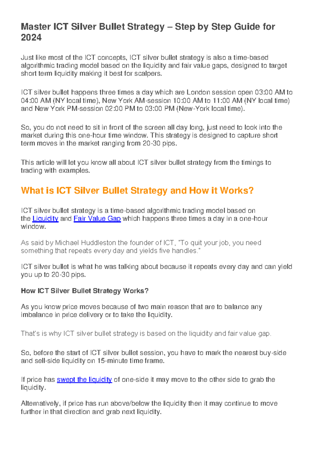 Mastering the ICT Silver Bullet Strategy: A Step-by-Step Guide for 2024 ...