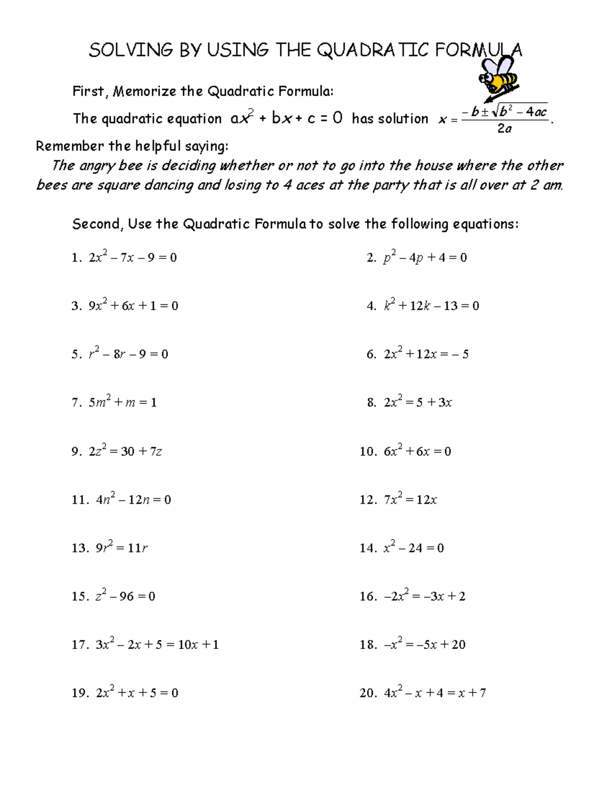 Quadratic formula solutions and practice problems (MATH 101) - Studocu
