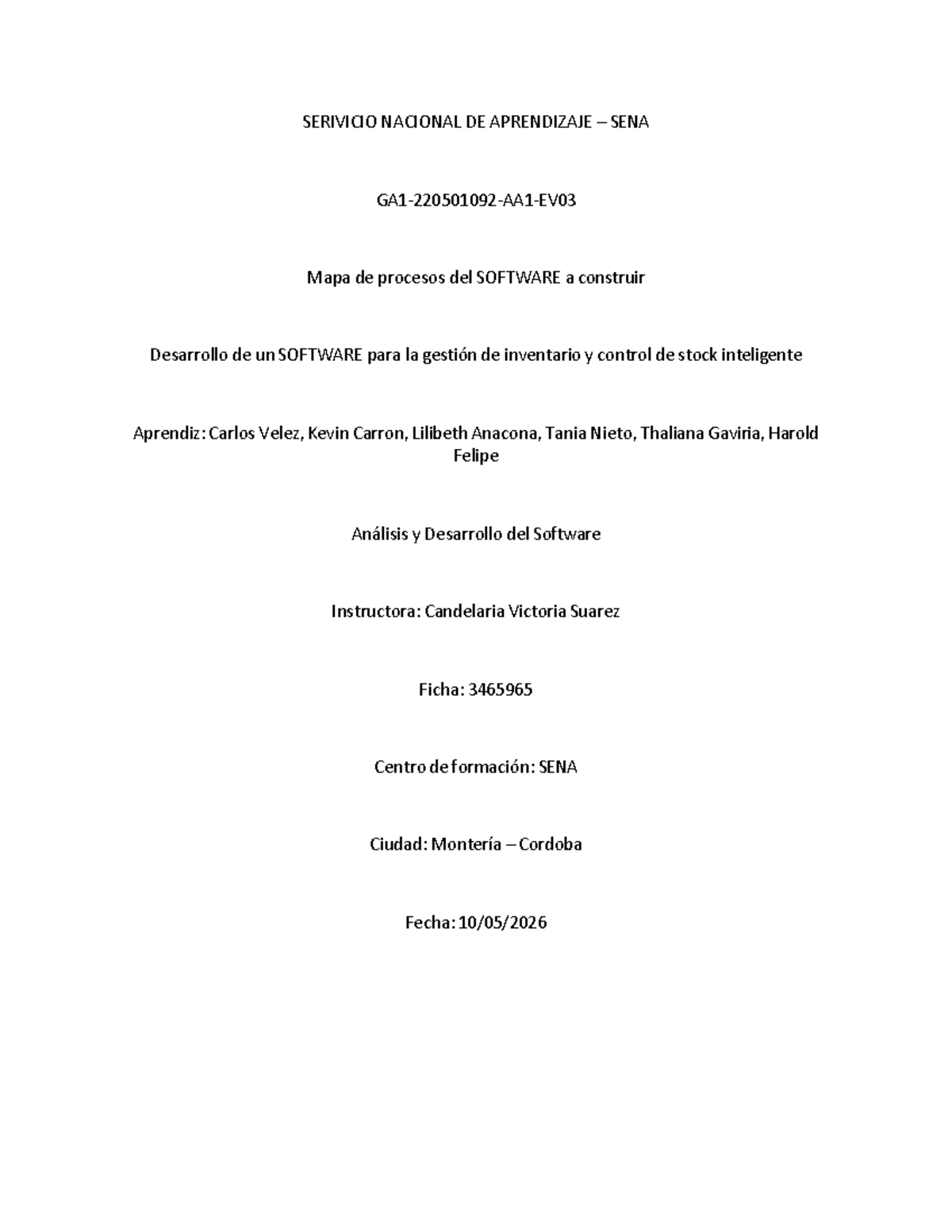 SENA 3465965: Mapa de Procesos para Software de Gestión de Inventario ...