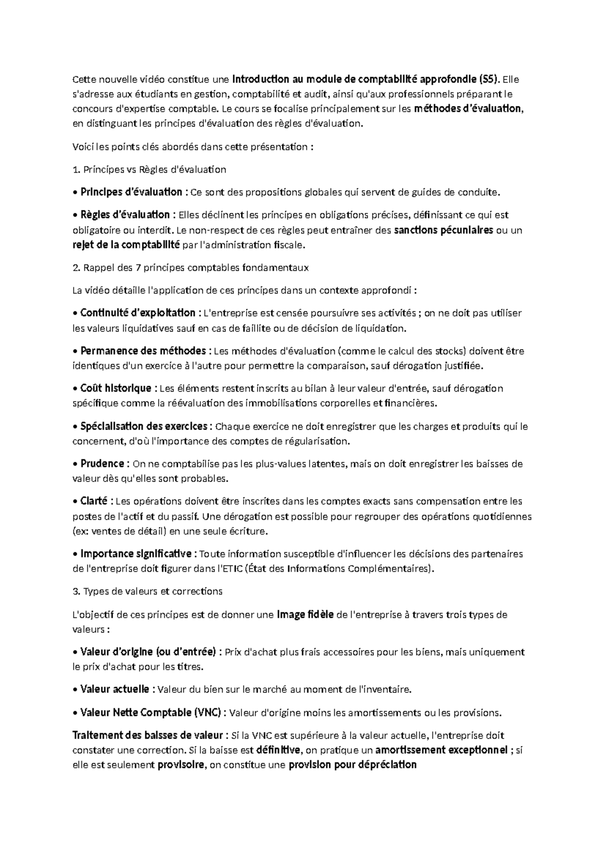 Introduction au Module de Comptabilité Approfondie (S5) - Cours 1 - Studocu