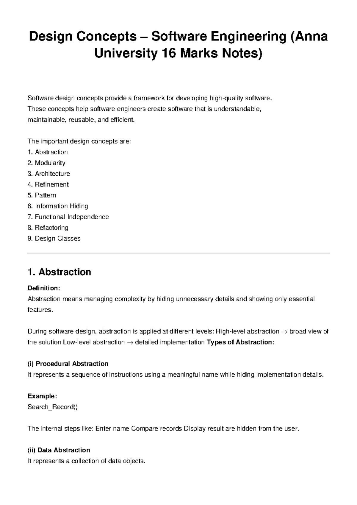 Detailed Design Concepts in Software Engineering (Anna University 16 ...