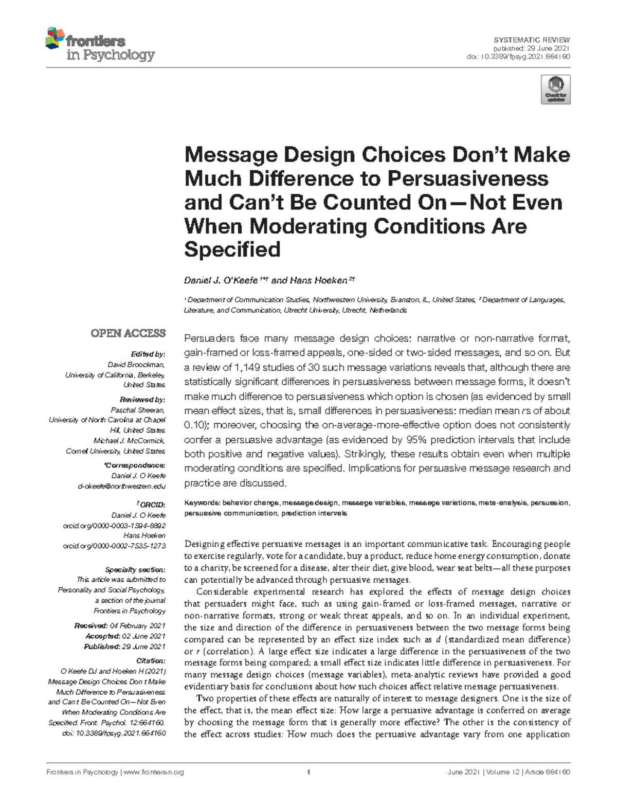 Persuasive Message Design Choices: A Systematic Review (PSY 101 ...