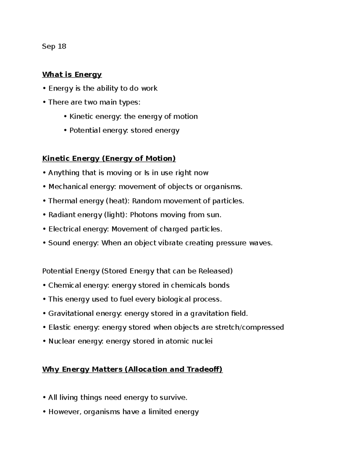 Biological Energy and Metabolism: Thermodynamics Overview (BIO 101 ...