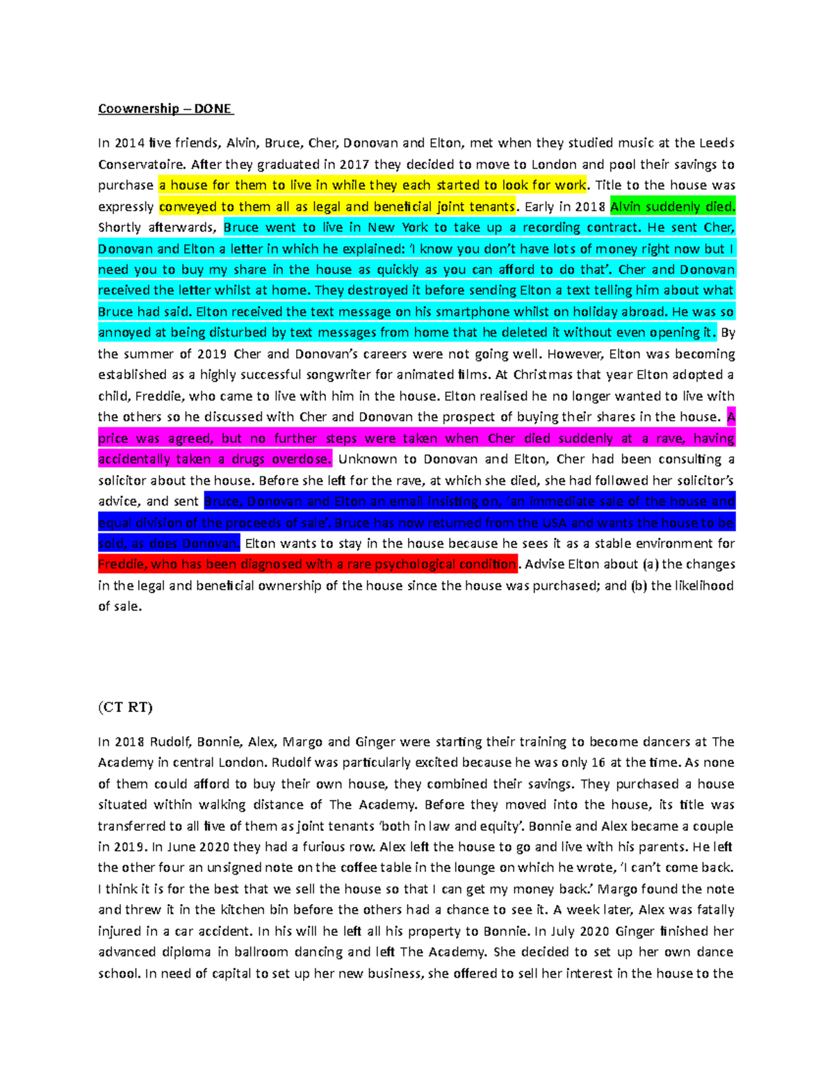 Property Law (CT RT) - Past Paper Marathon Questions & Analysis - Studocu