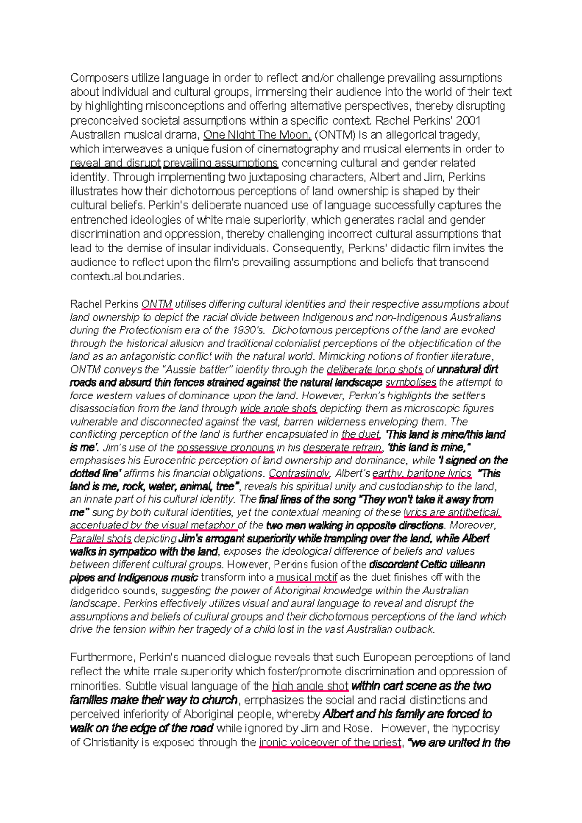 ONTM Essay: Cultural Identities & Tragedy in One Night the Moon - Studocu