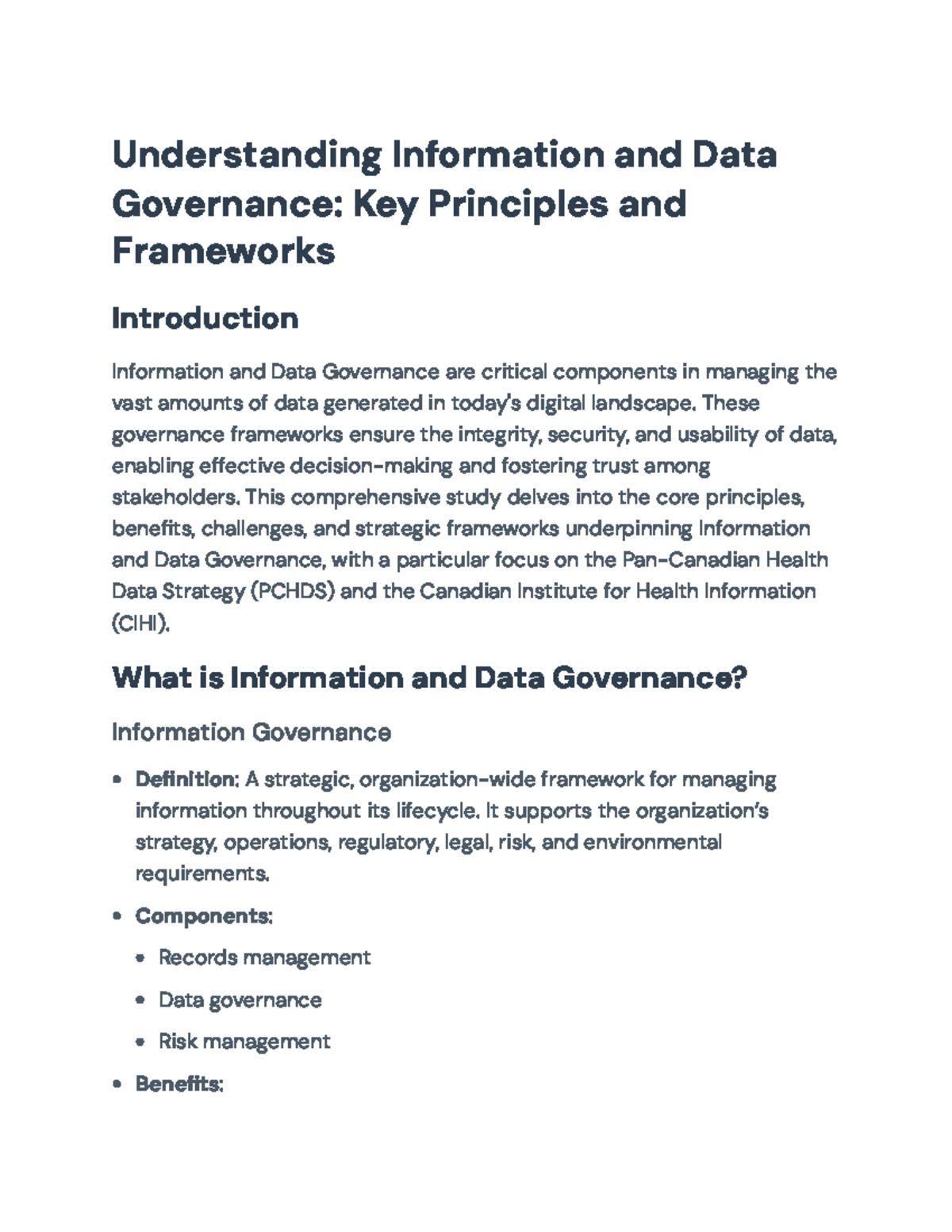 Understanding Information and Data Governance: Principles & Frameworks ...