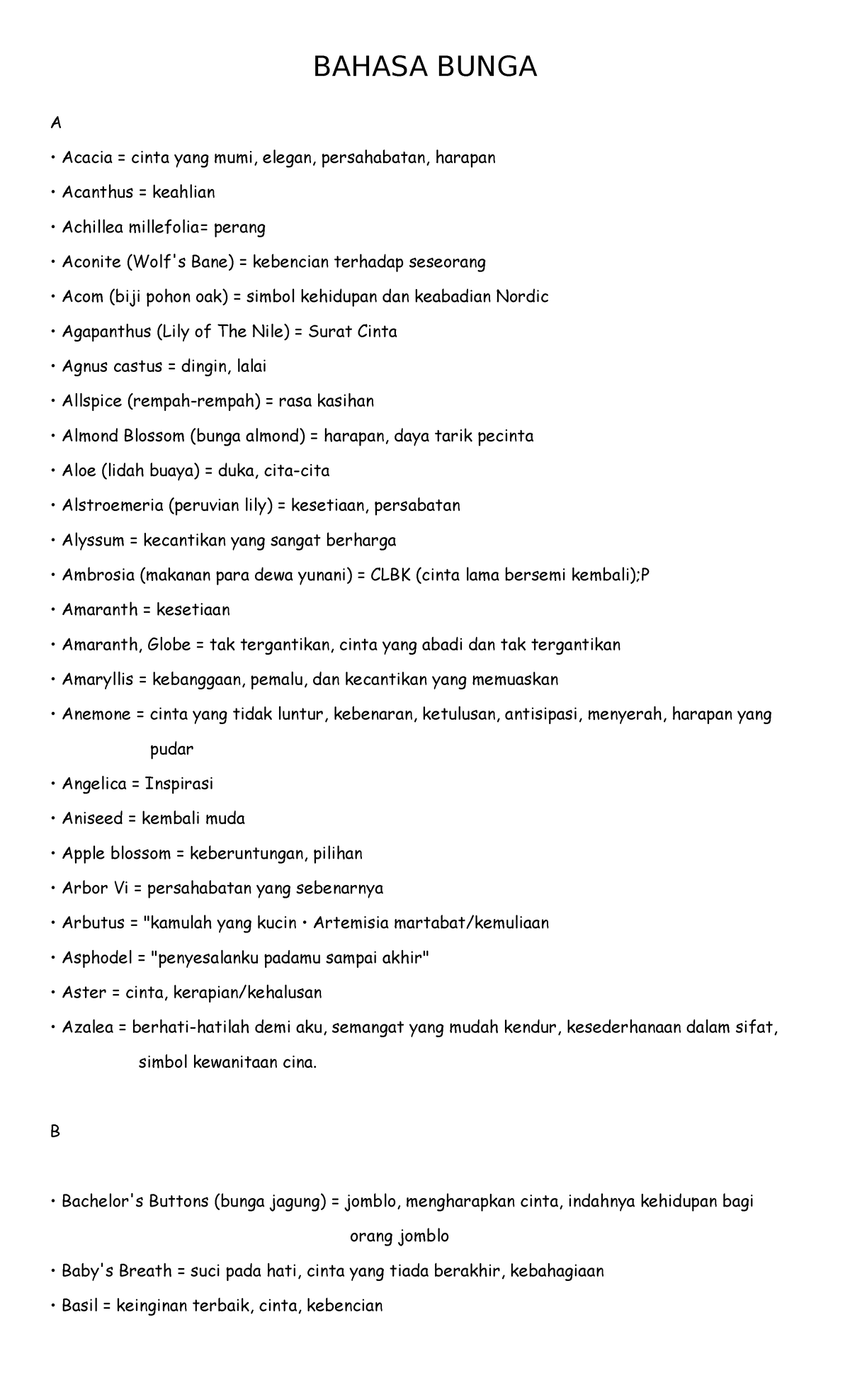 Kamus Bahasa Bunga: Makna dan Simbolisme dalam Kehidupan - Studocu